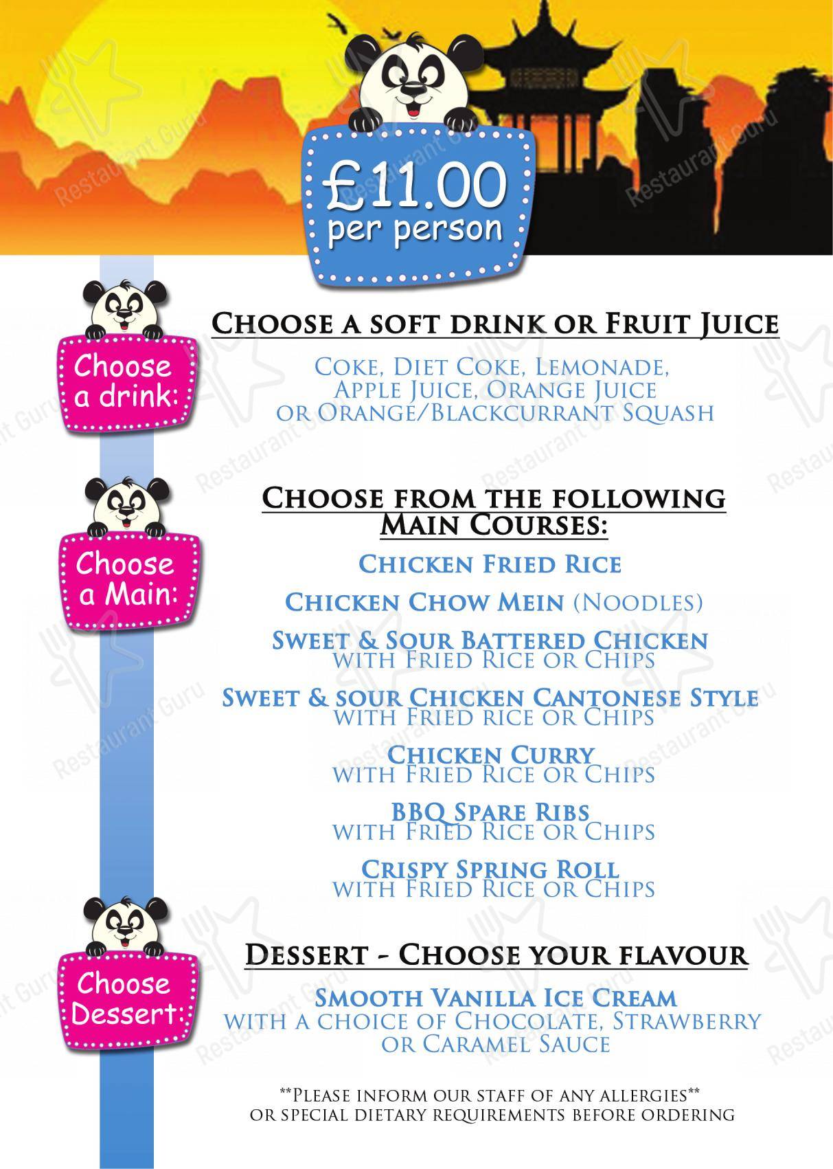 Menu at Chinese Manor House restaurant, Edinburgh, 2 Glasgow Rd