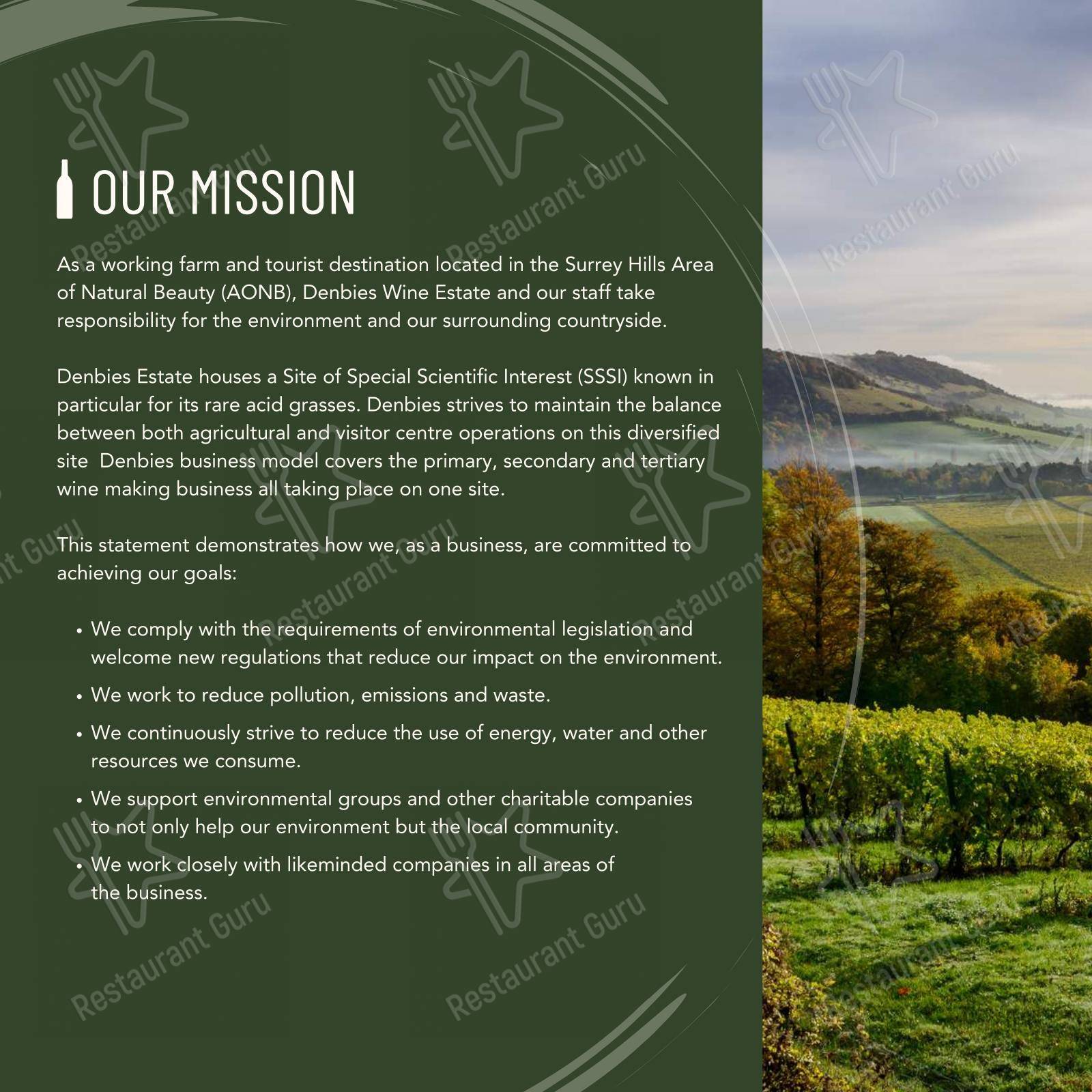 Menu at Denbies Wine Estate restaurant, Dorking