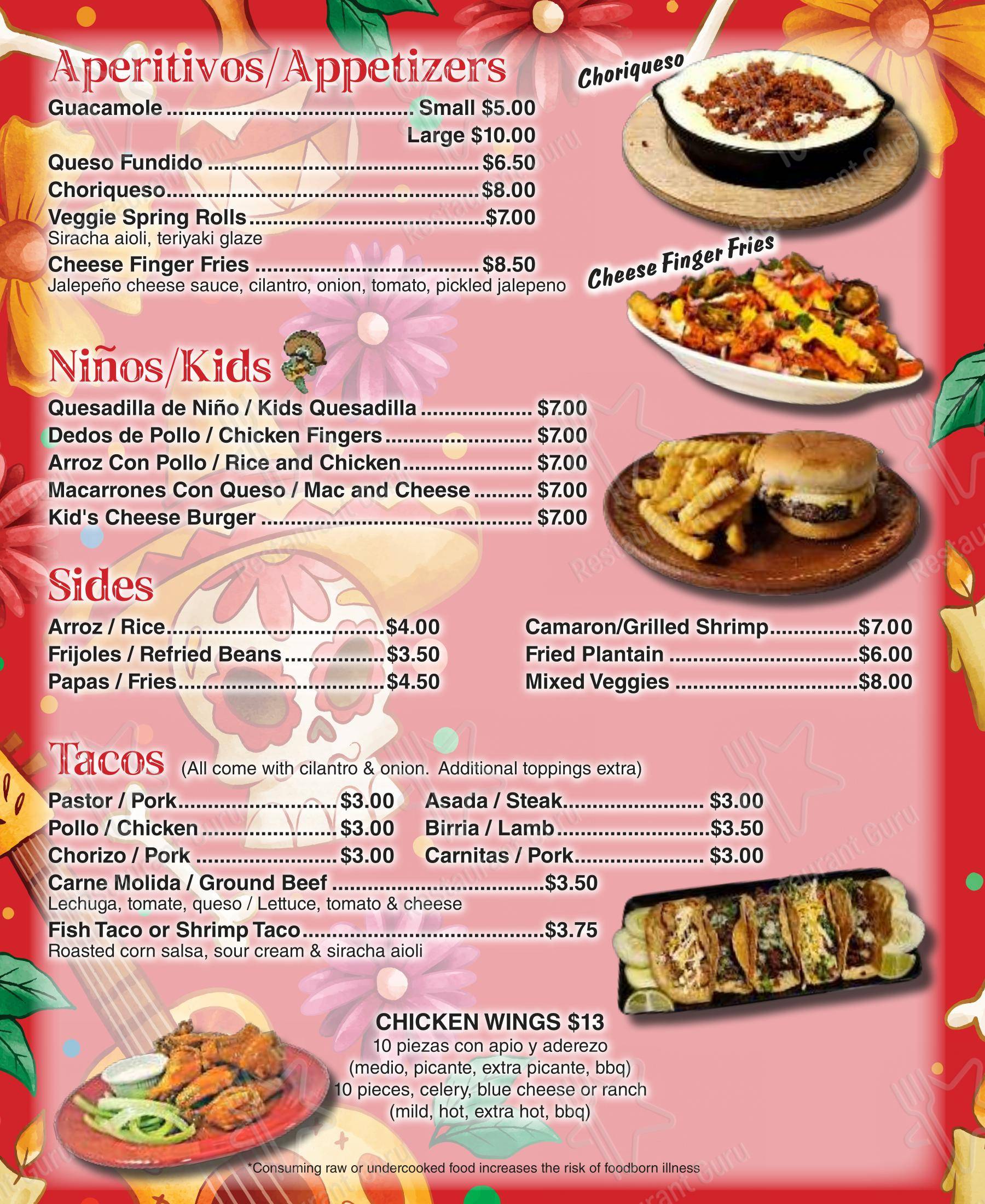 Menu at Dos Sabores Restaurant, Three Oaks