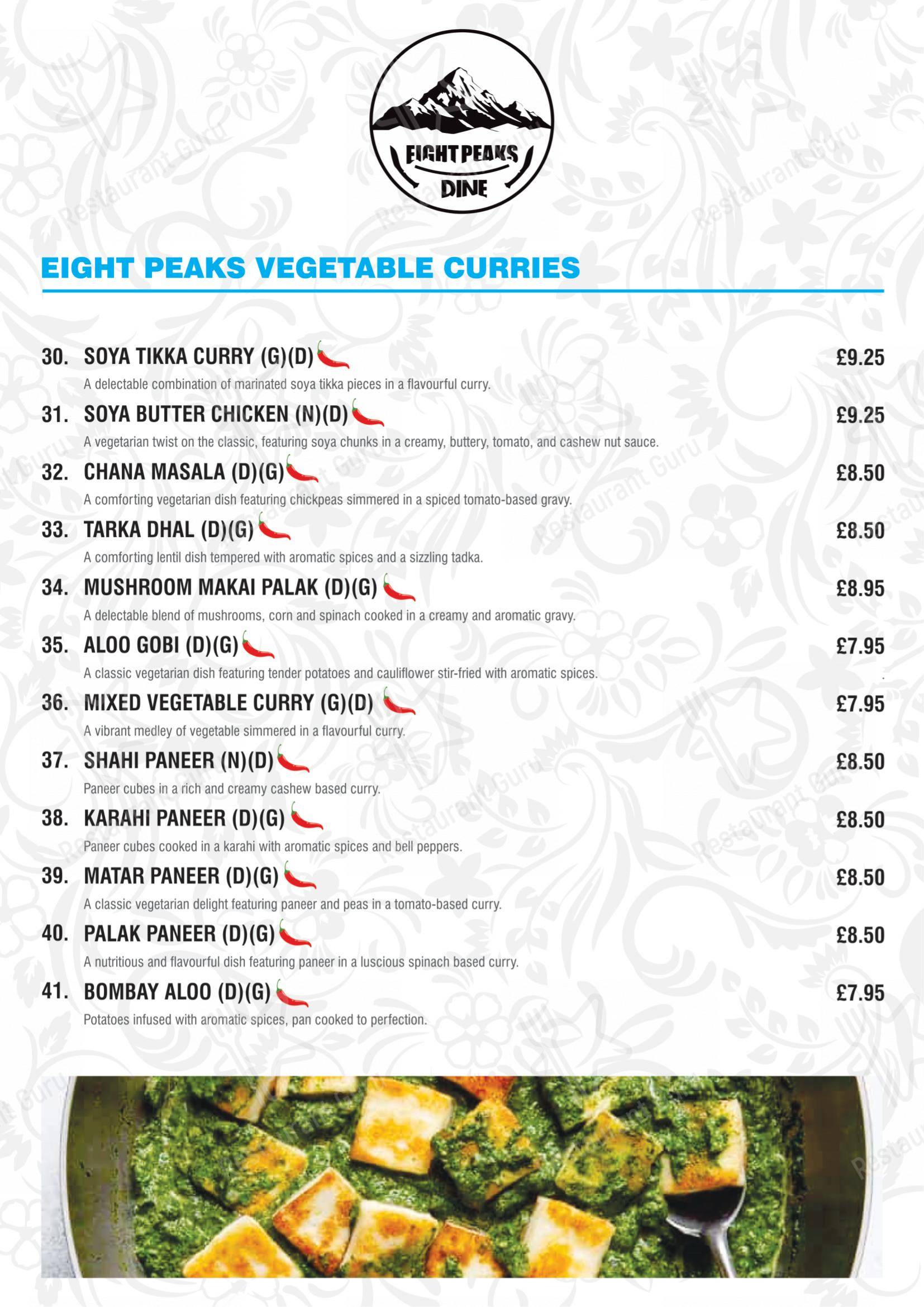 Menu at Eight Peaks Dine, Tipton restaurant, Tipton