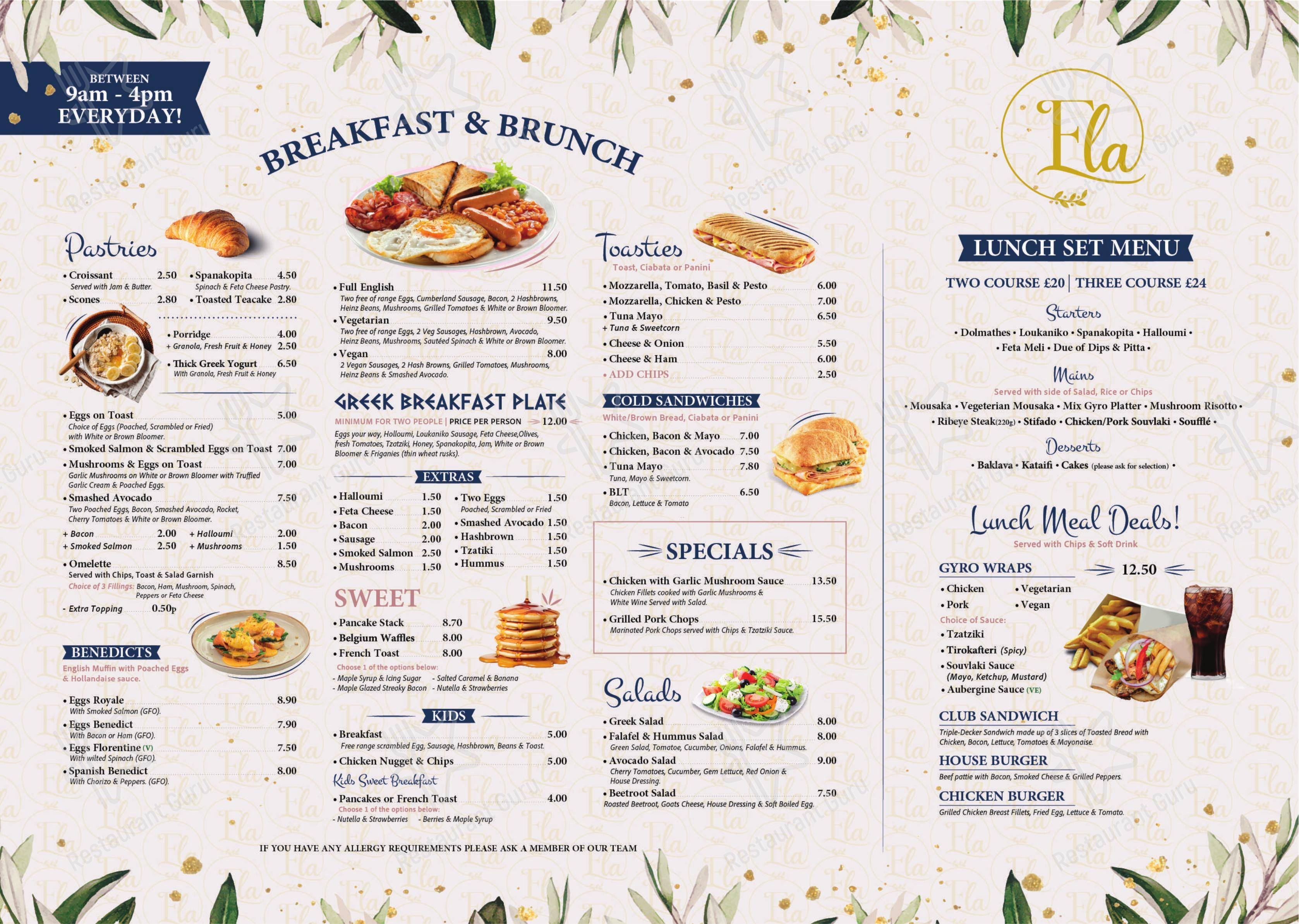 Menu at Ela by Hellas Taverna restaurant, Wilmslow