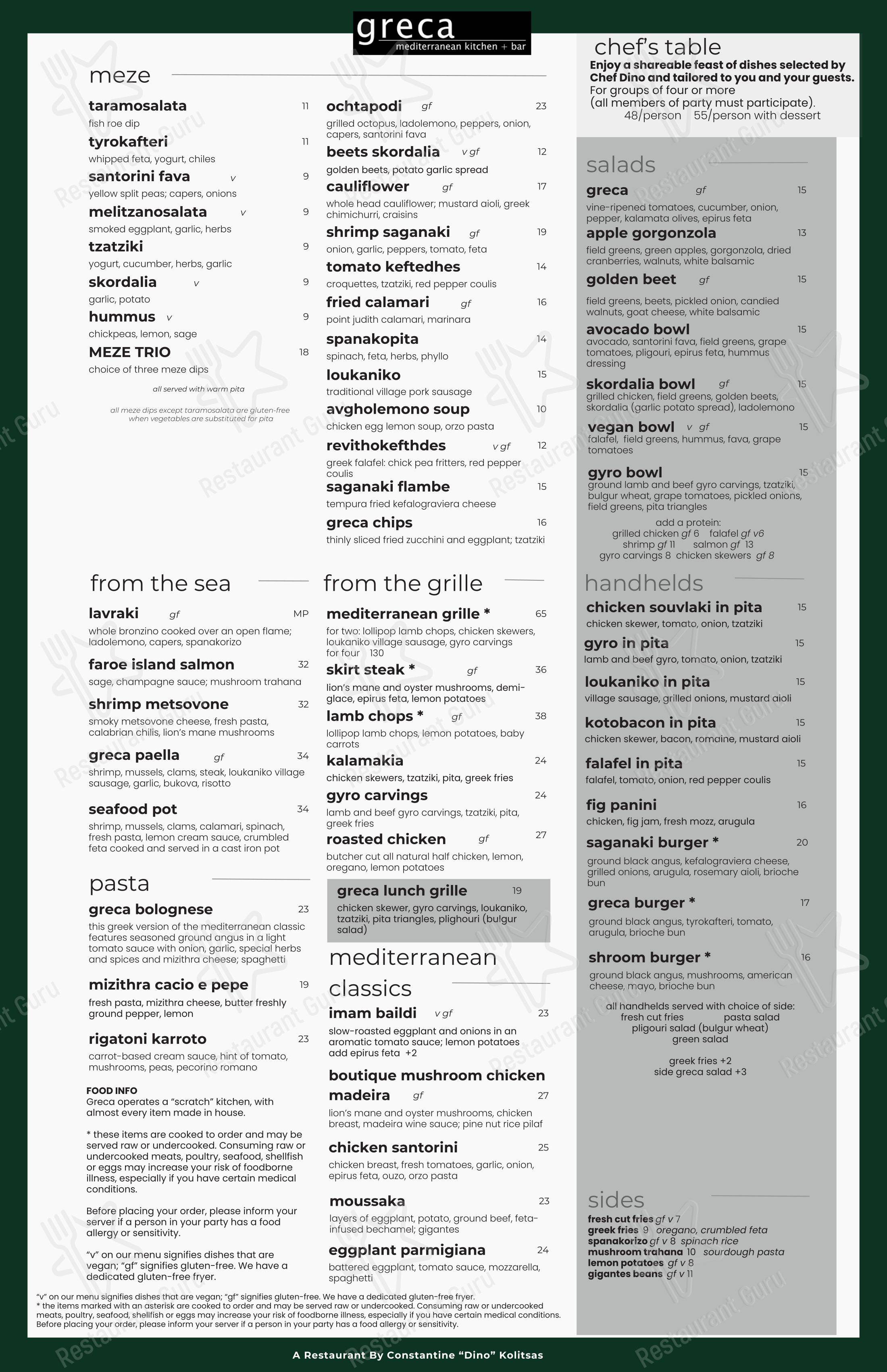 Menu at Greca Mediterranean Kitchen + Bar, New Milford