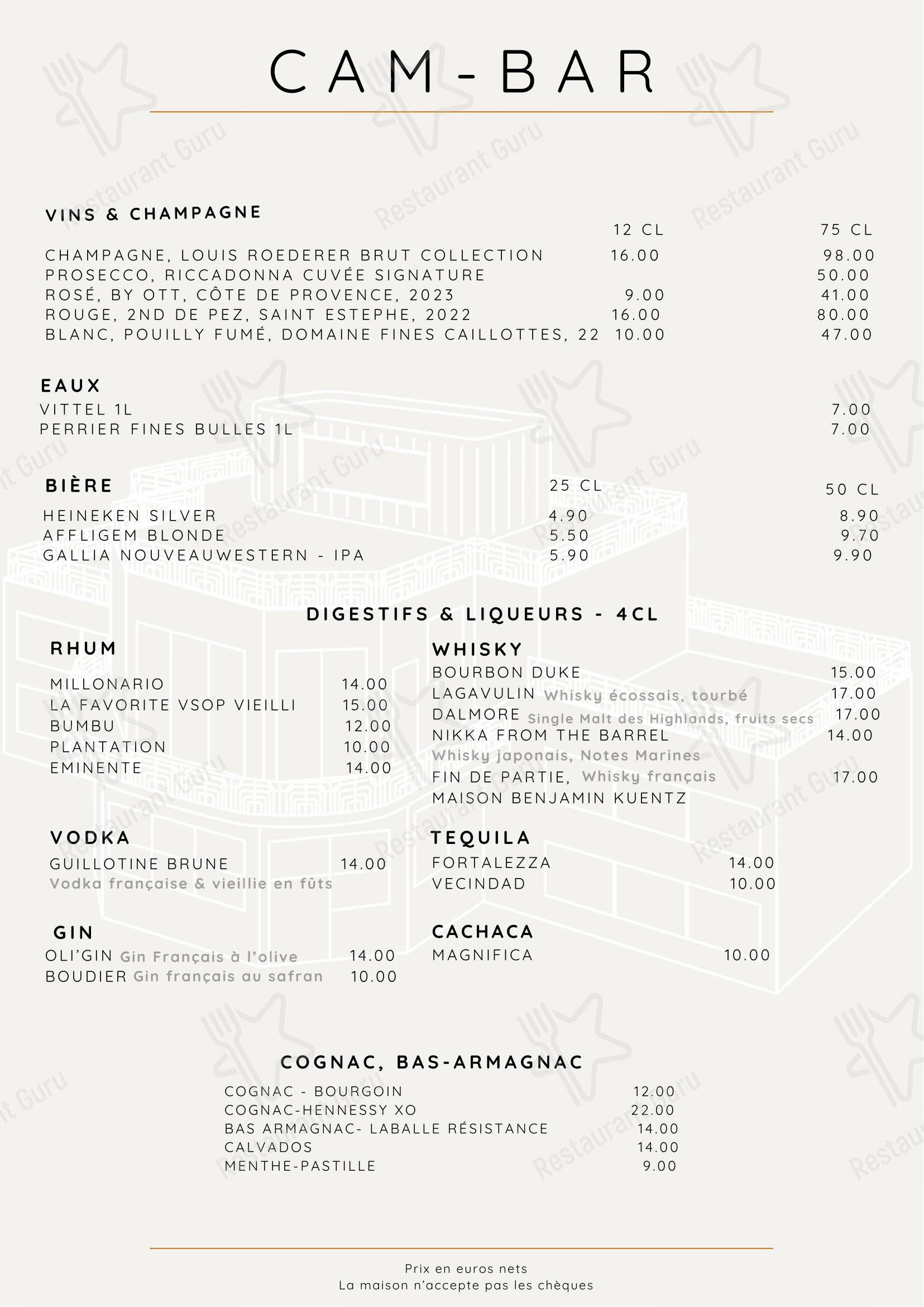 Menu au La Table du Cam restaurant, Montrouge