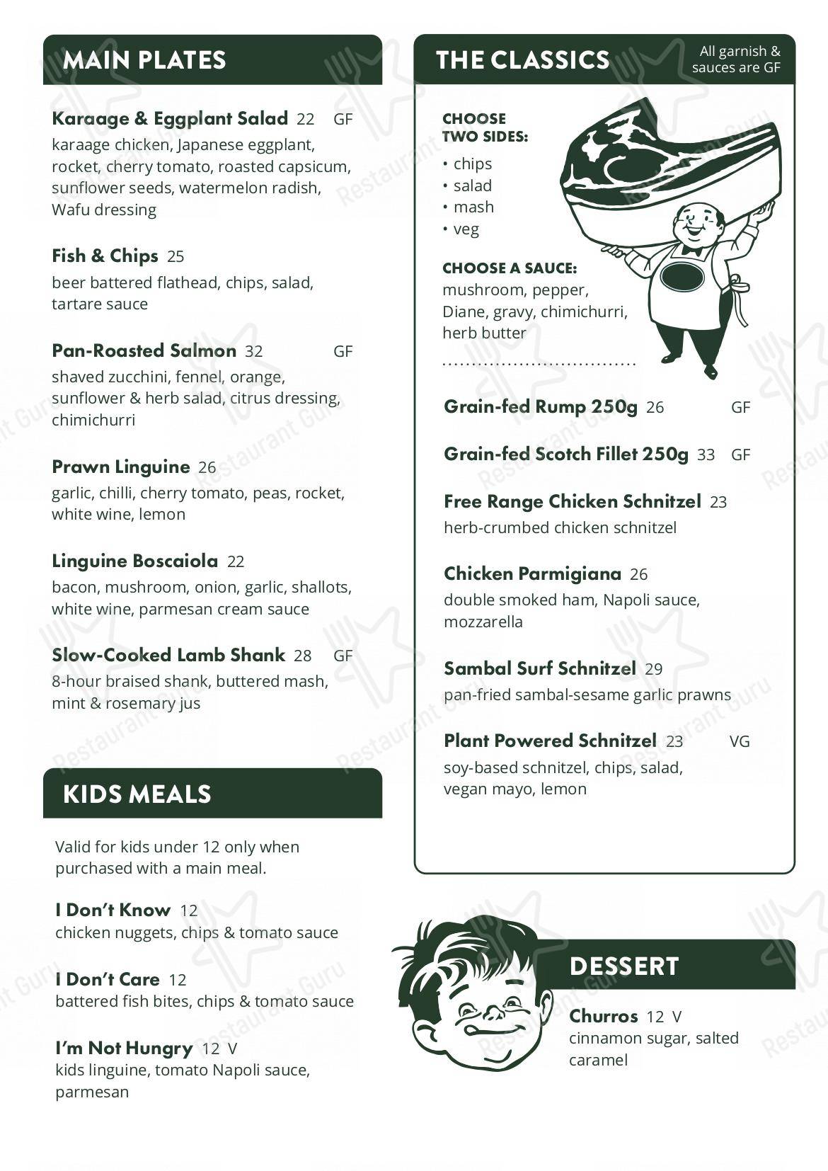 Menu at Lakes Hotel pub & bar, Rosebery