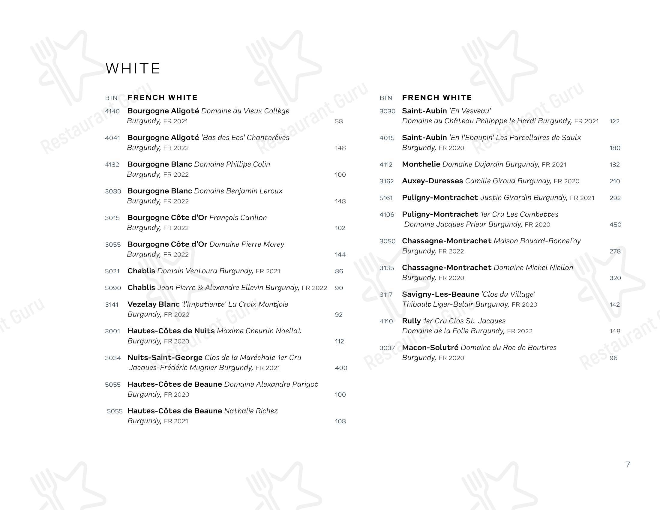 Menu at Navy Blue restaurant, Houston