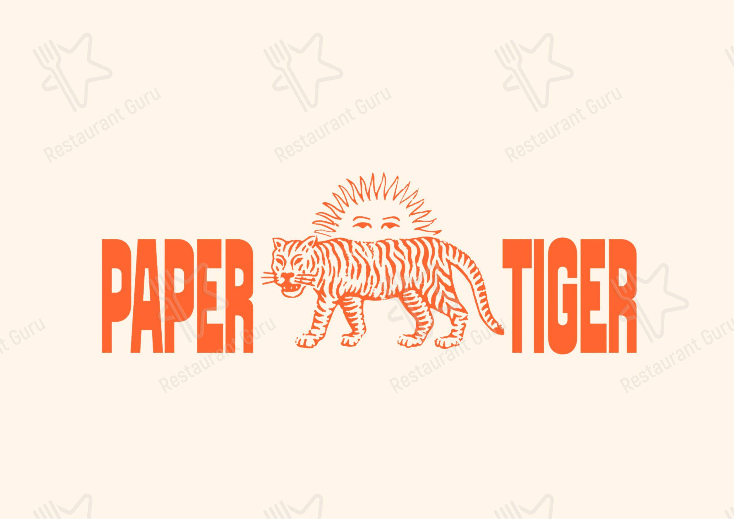 Menu at Paper Tiger restaurant, Adelaide