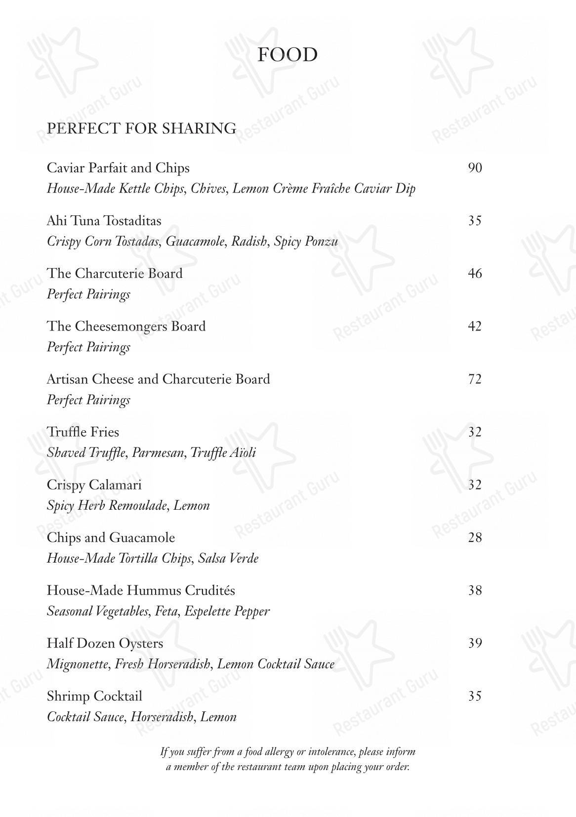 Menu at Polo Lounge restaurant, Beverly Hills