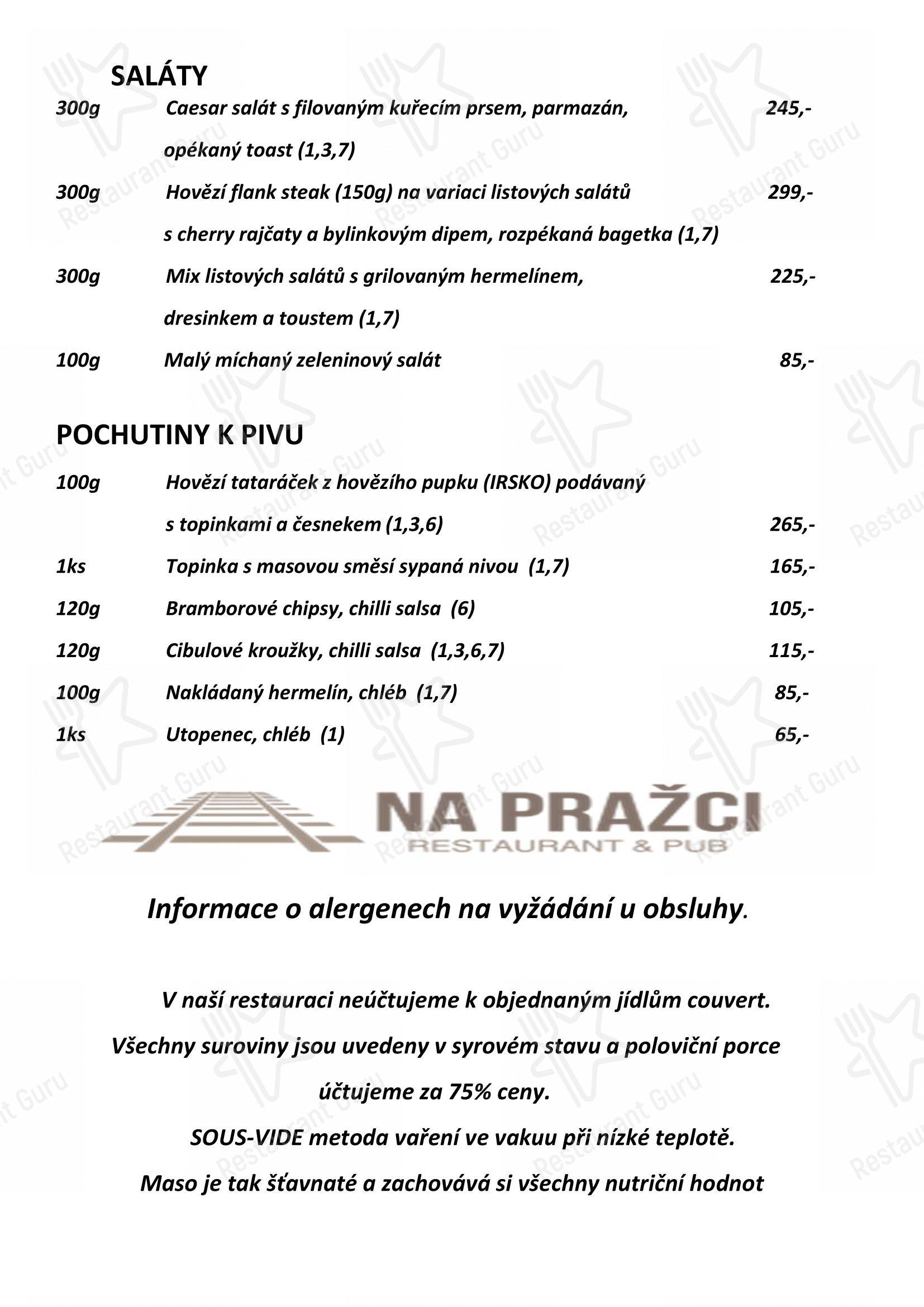 Menu at Restaurace NA PRAŽCI restaurant, Blansko