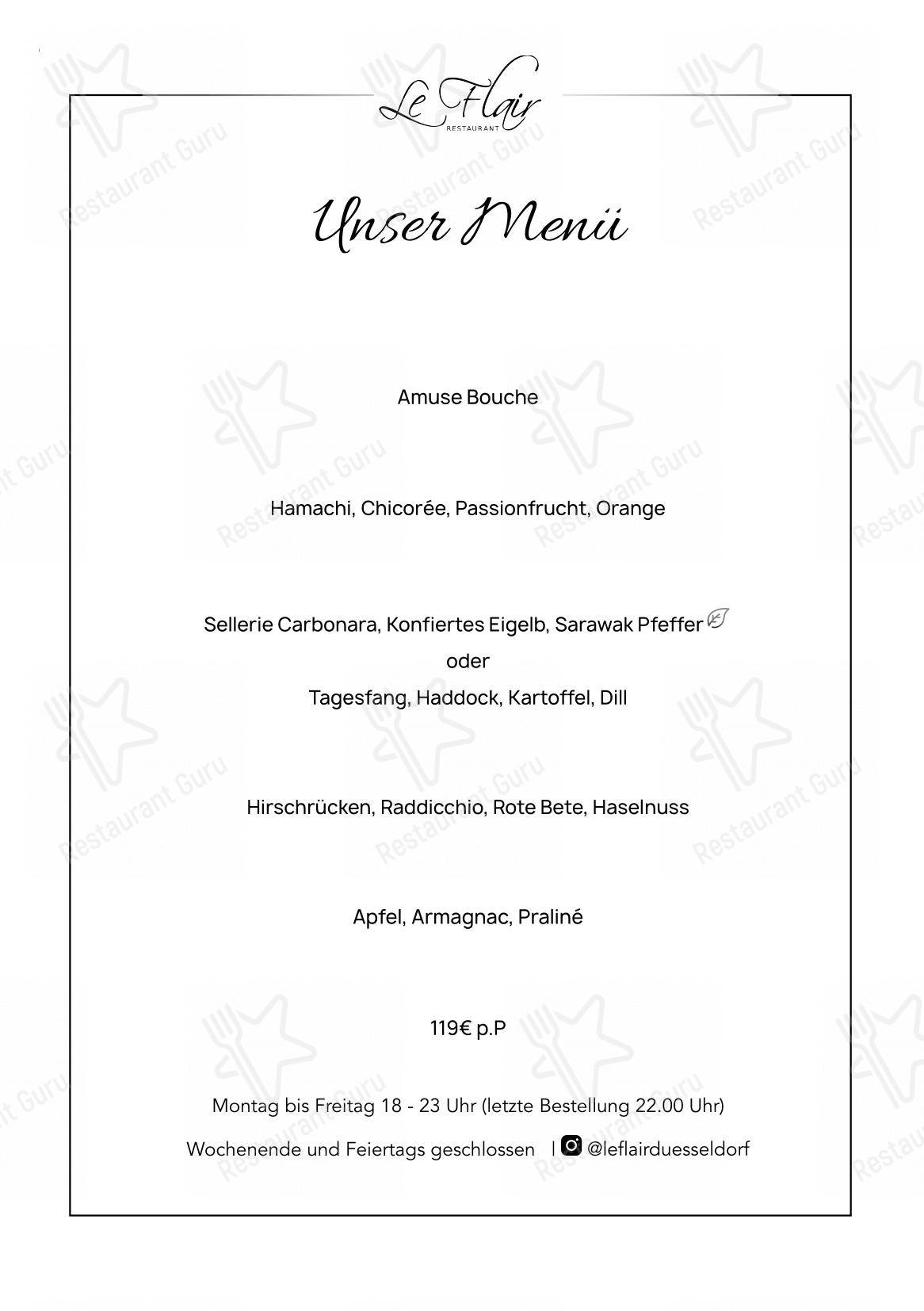 Menu at Restaurant Le Flair, Düsseldorf