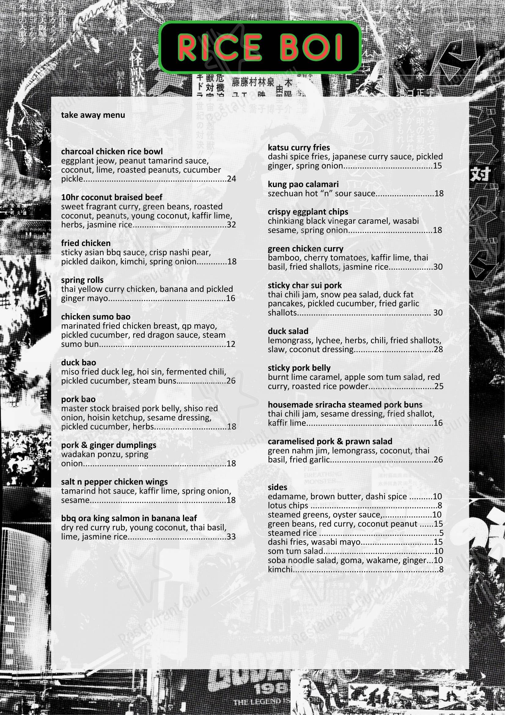 Menu at Rice Boi restaurant, Mooloolaba