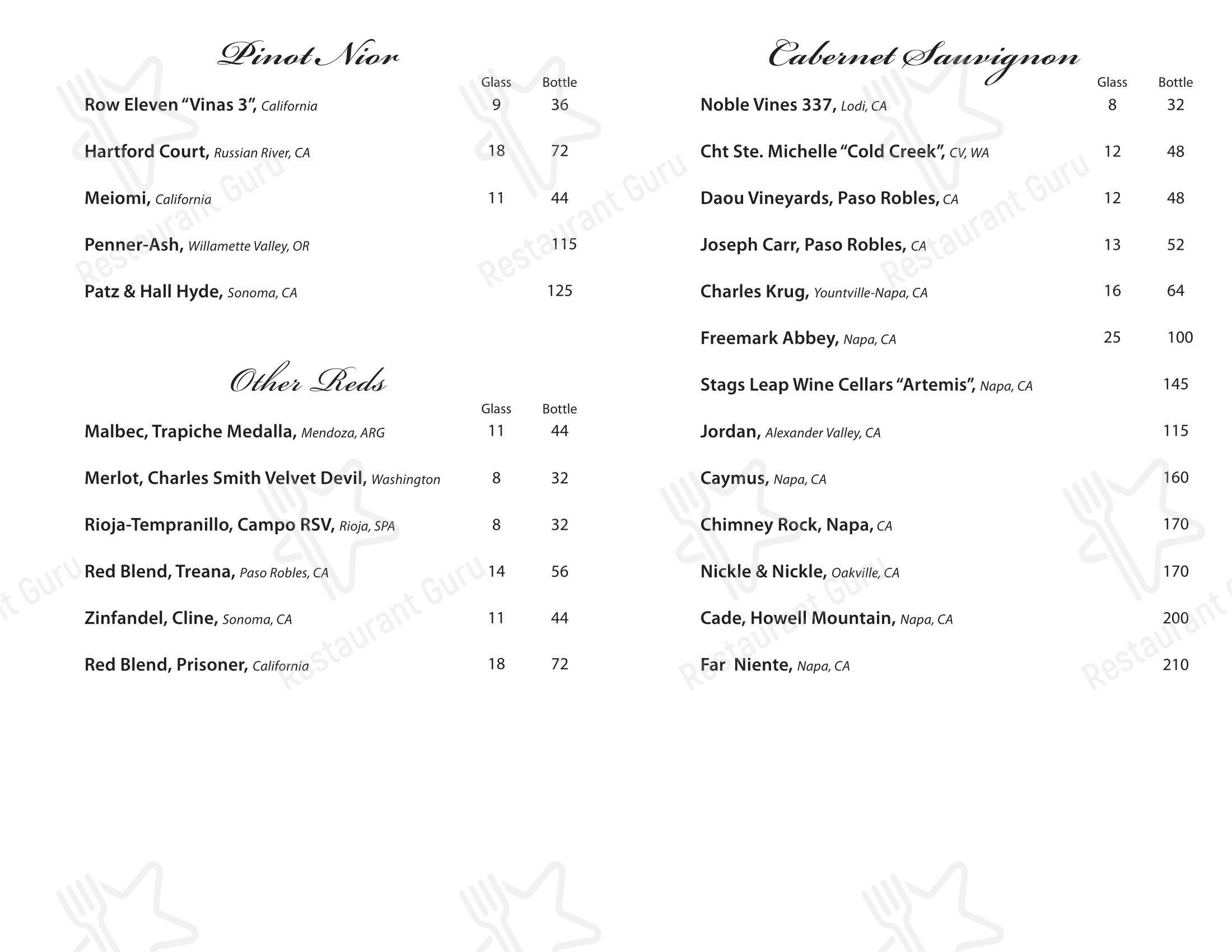 Menu at Salt Cellar Restaurant, Scottsdale, 550 Hayden Rd