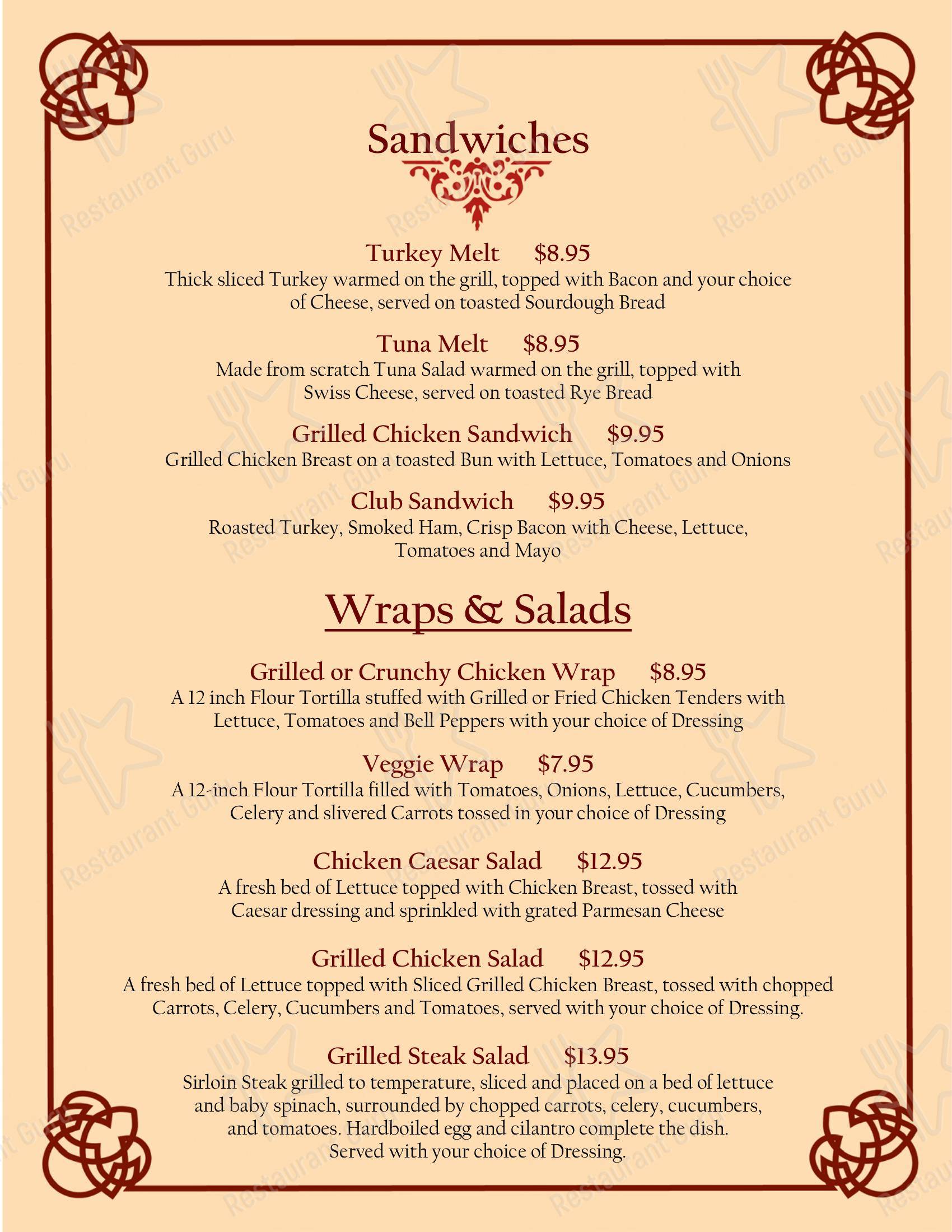 Menu at Sheri's Ranch pub & bar, Pahrump