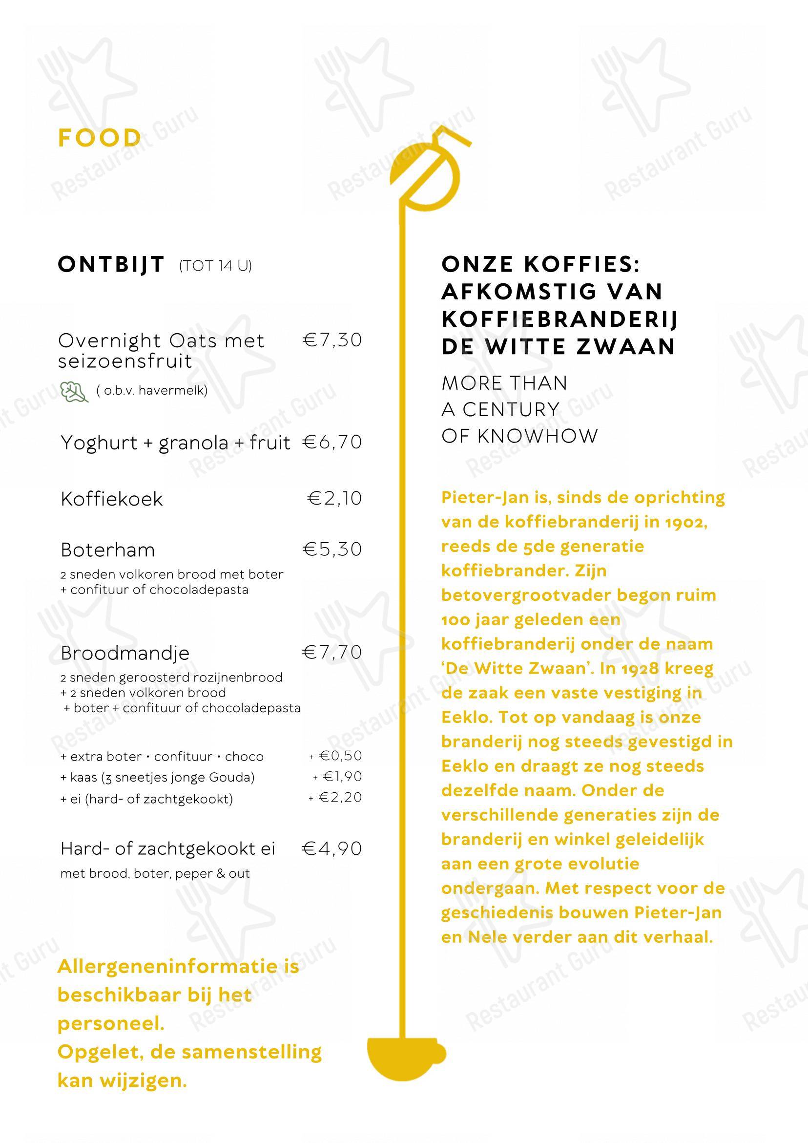 Menu at Take Five Espresso, Ghent