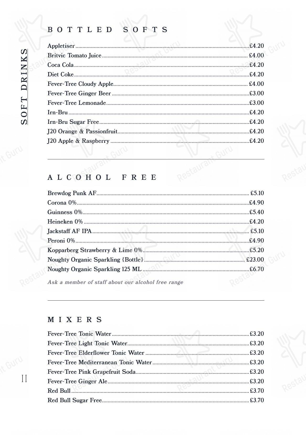 Menu at The Albyn restaurant, Aberdeen