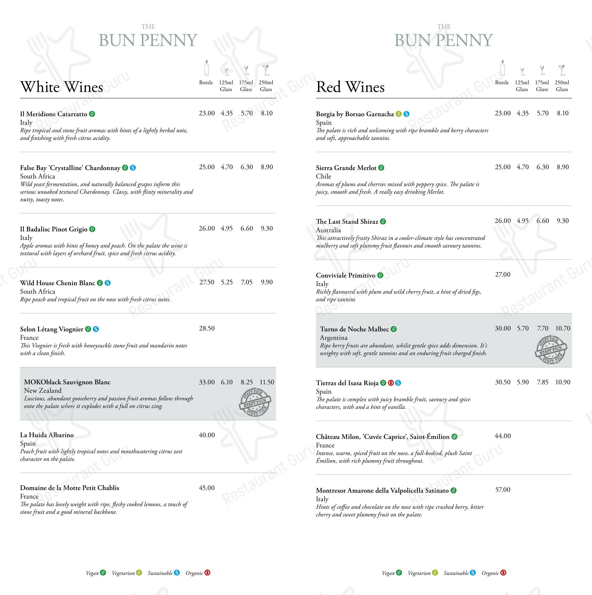 Menu at The Bun Penny pub & bar, Lee-on-the-Solent