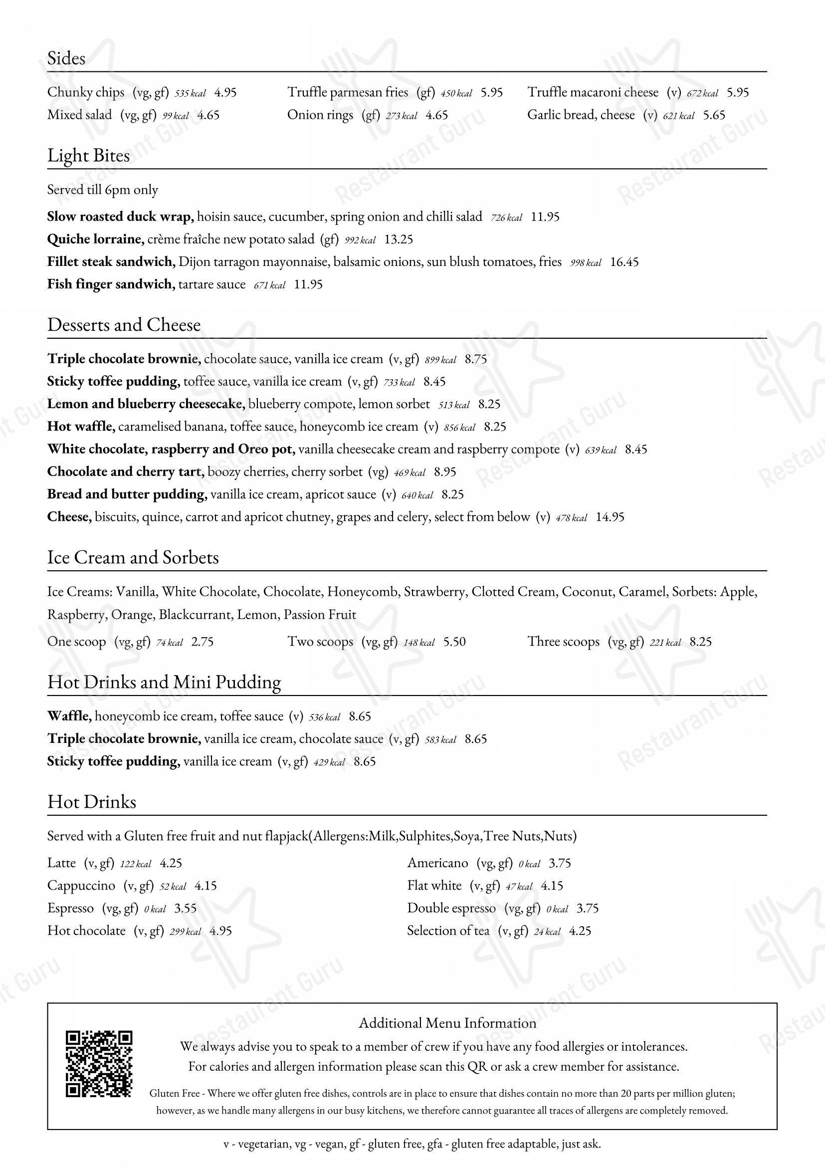 Menu at The Duke of York pub & bar, Barnet, Barnet Rd