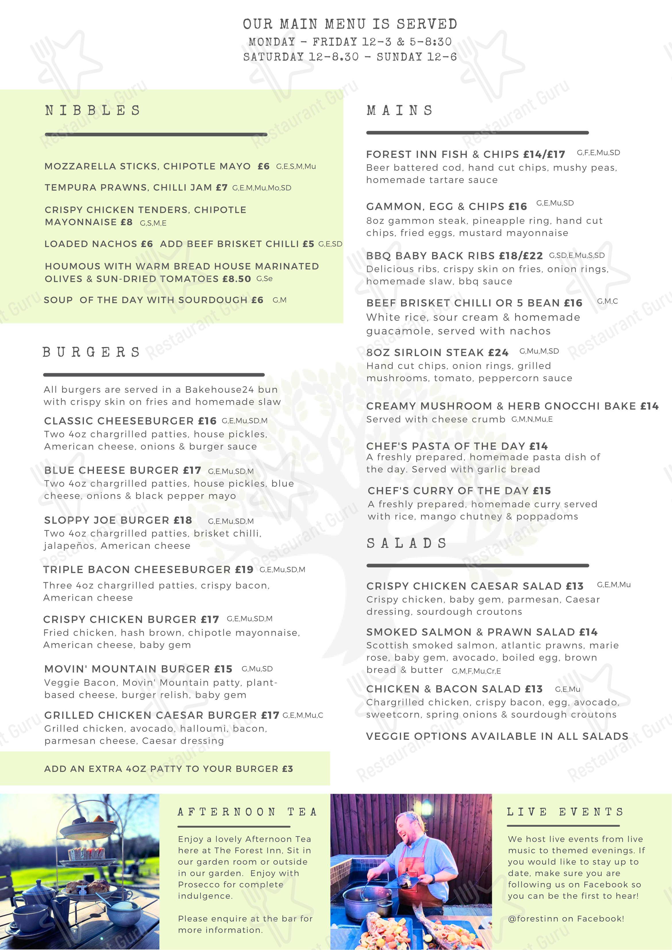 Menu at The Forest Inn pub & bar, Ferndown