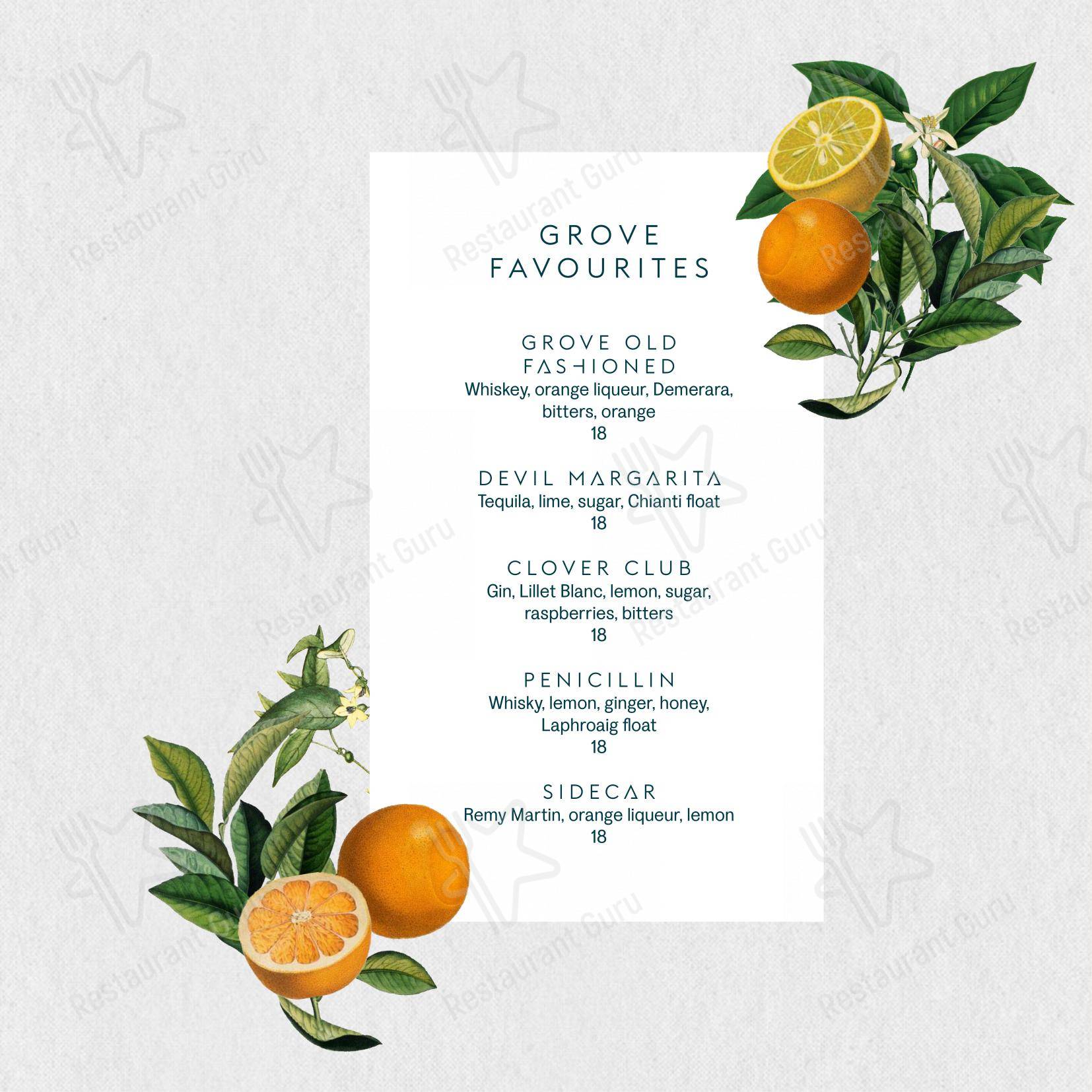 Menu at The Glasshouse restaurant, Watford, Chandler's Cross