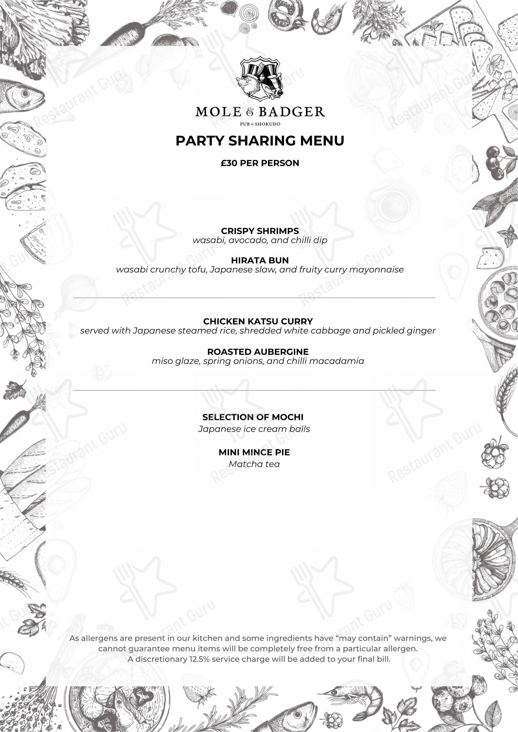 Menu at The Mole and Badger pub & bar, Cookham