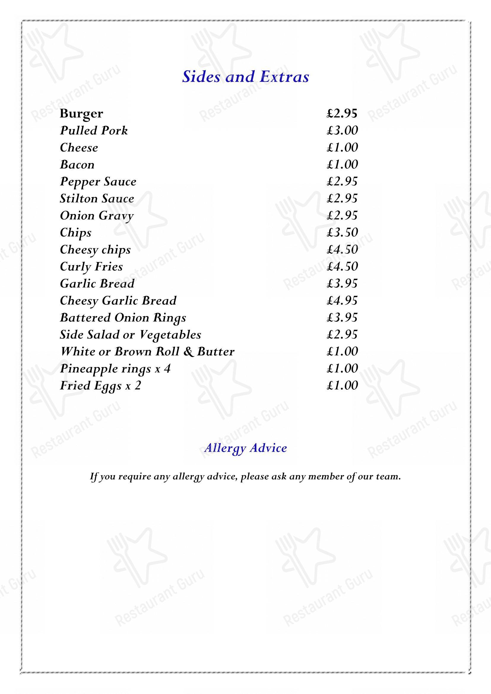 Menu at The New Inn, Mayshill pub & bar, Bristol, Badminton Rd