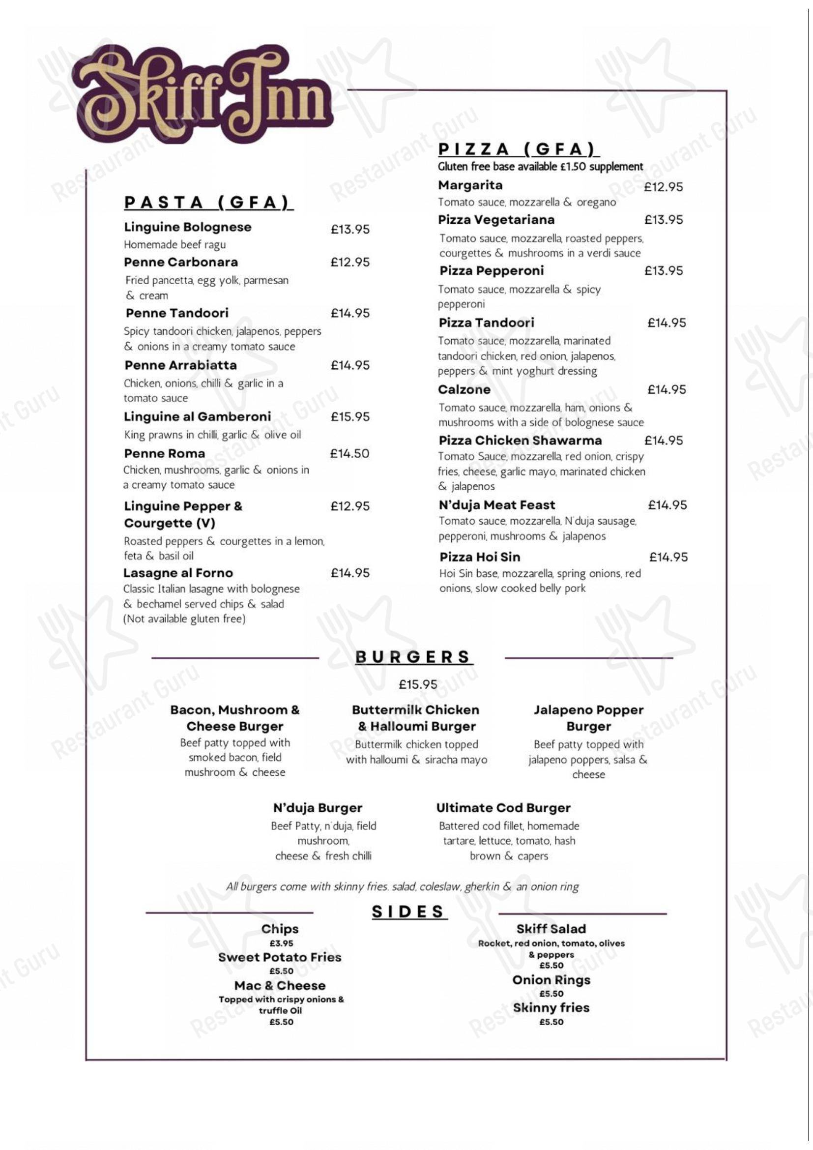 Menu at The Skiff Inn pub & bar, Newcastle upon Tyne