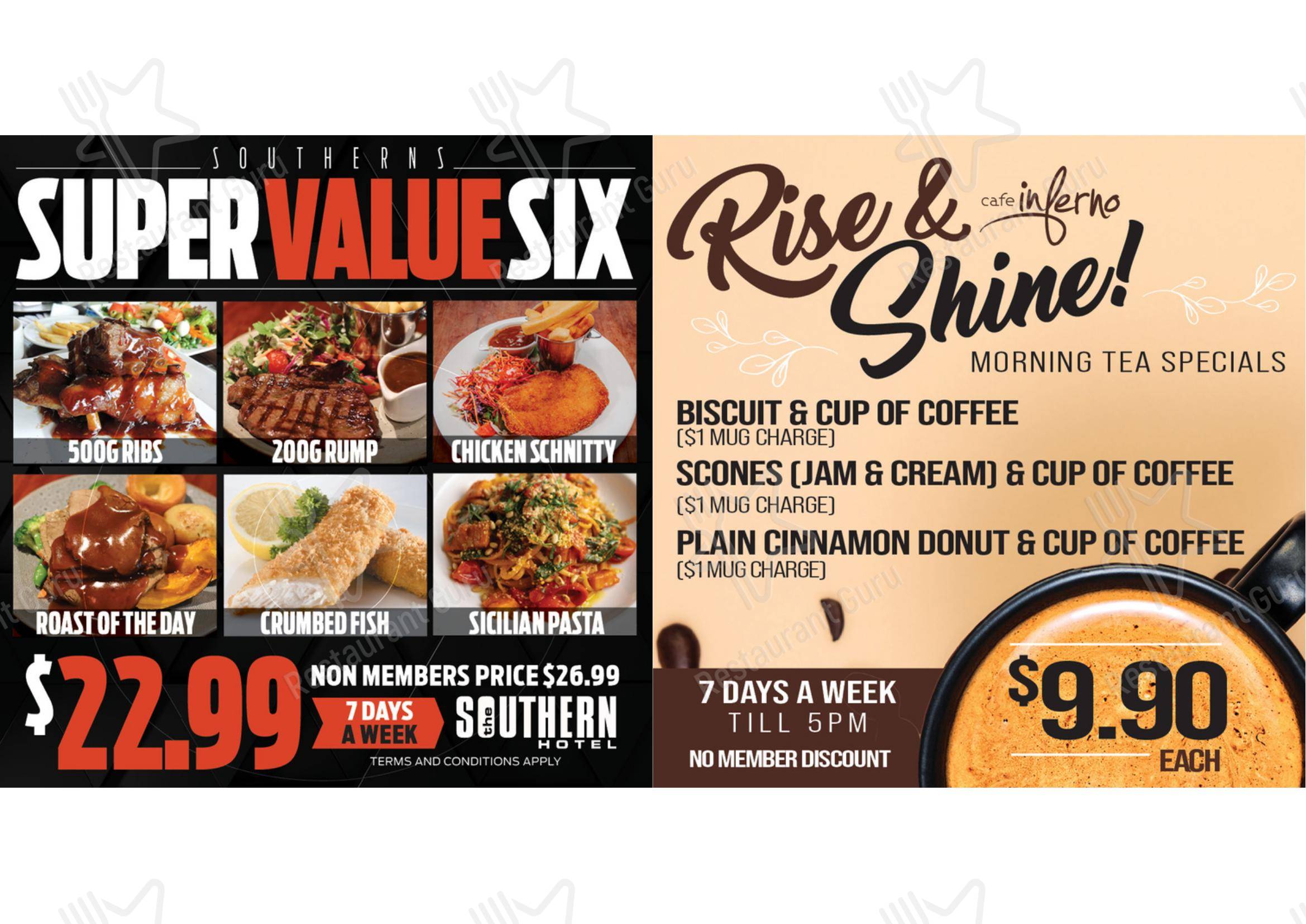 Menu at The Southern Hotel Toowoomba restaurant, Kearneys Spring, 839 ...