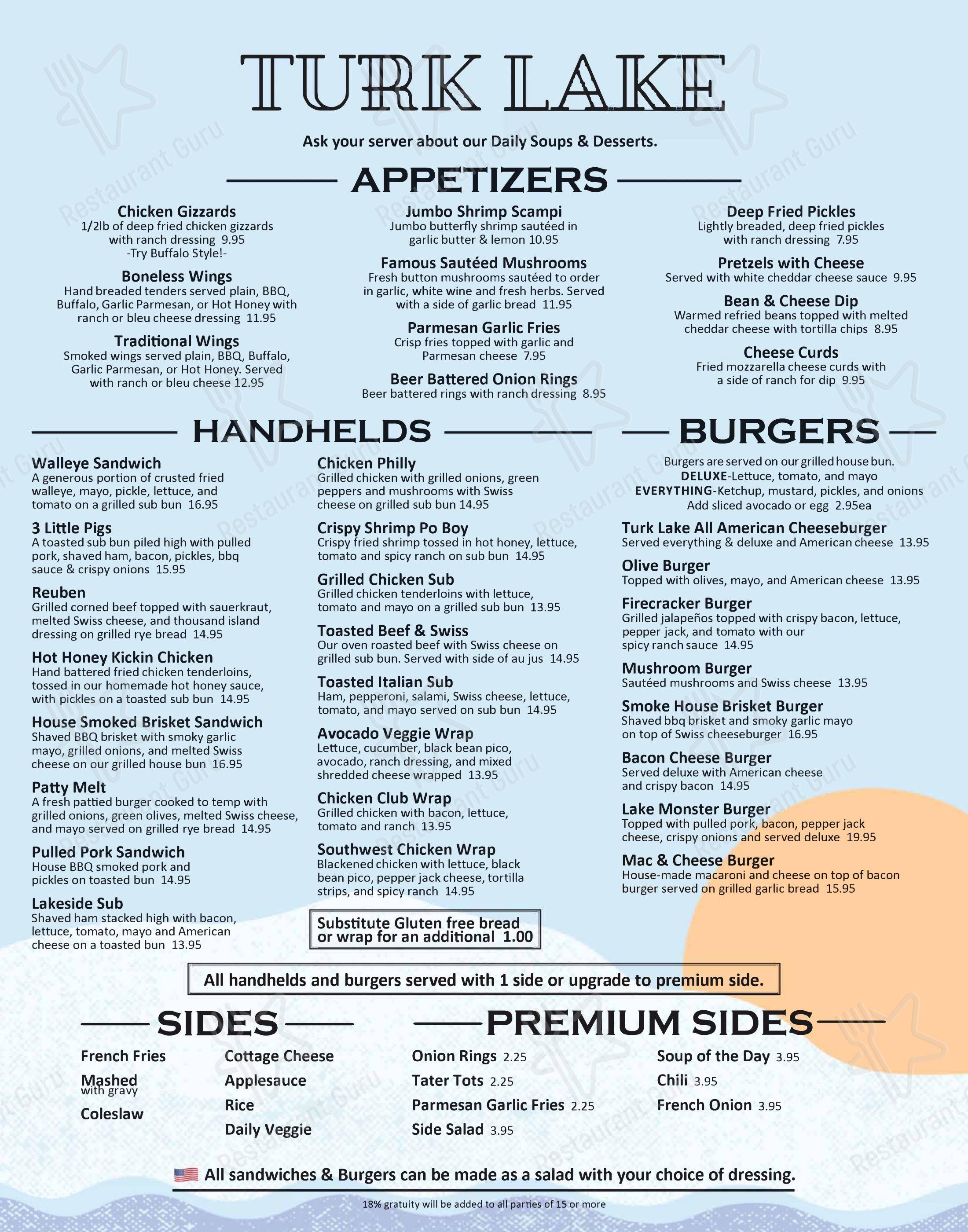 Carta de Turk Lake Restaurant & Bar, Estados Unidos, 161 S Turk Lake Dr