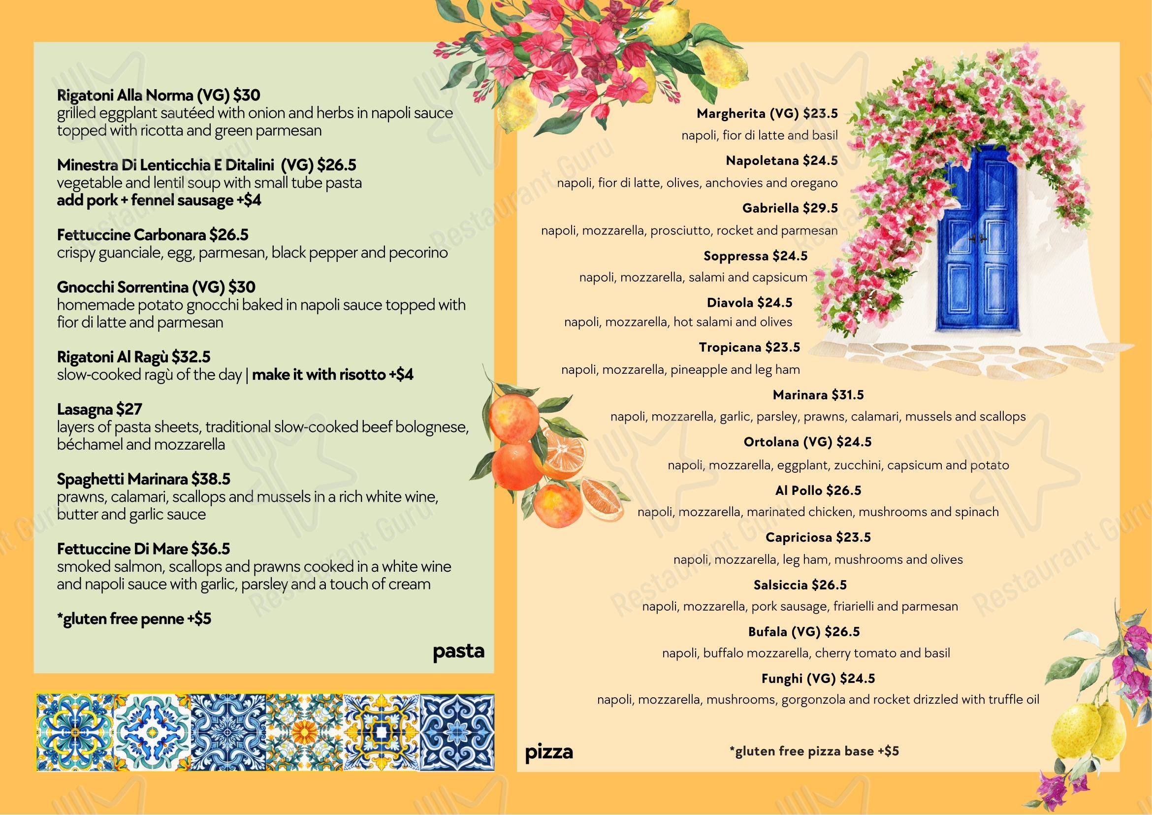 Menu at VIA CONDOTTI restaurant, Balwyn North