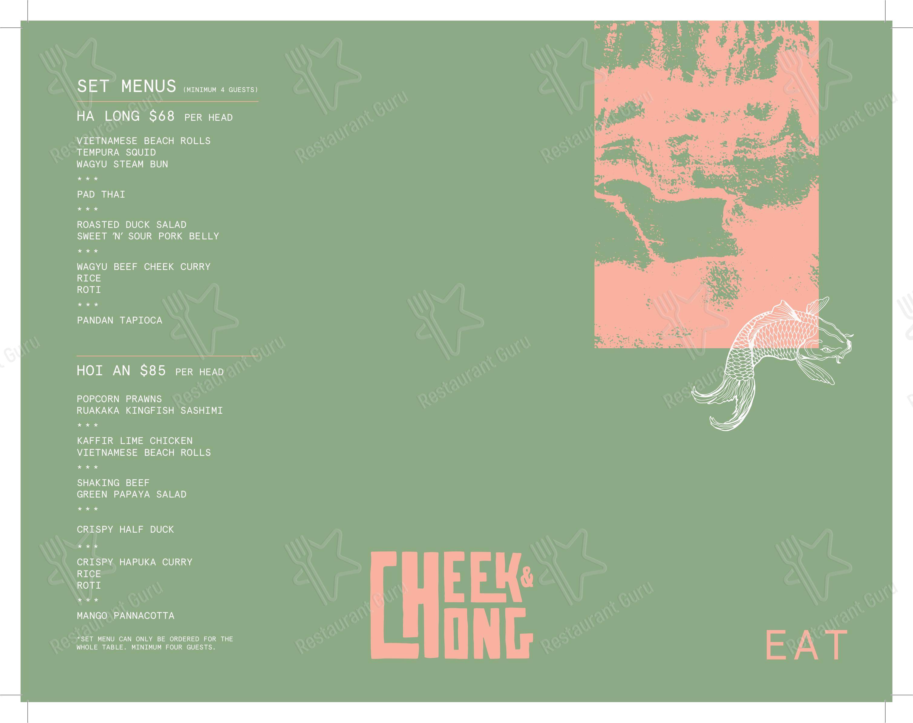 Menu at CHEEK AND CHONG restaurant, Orewa