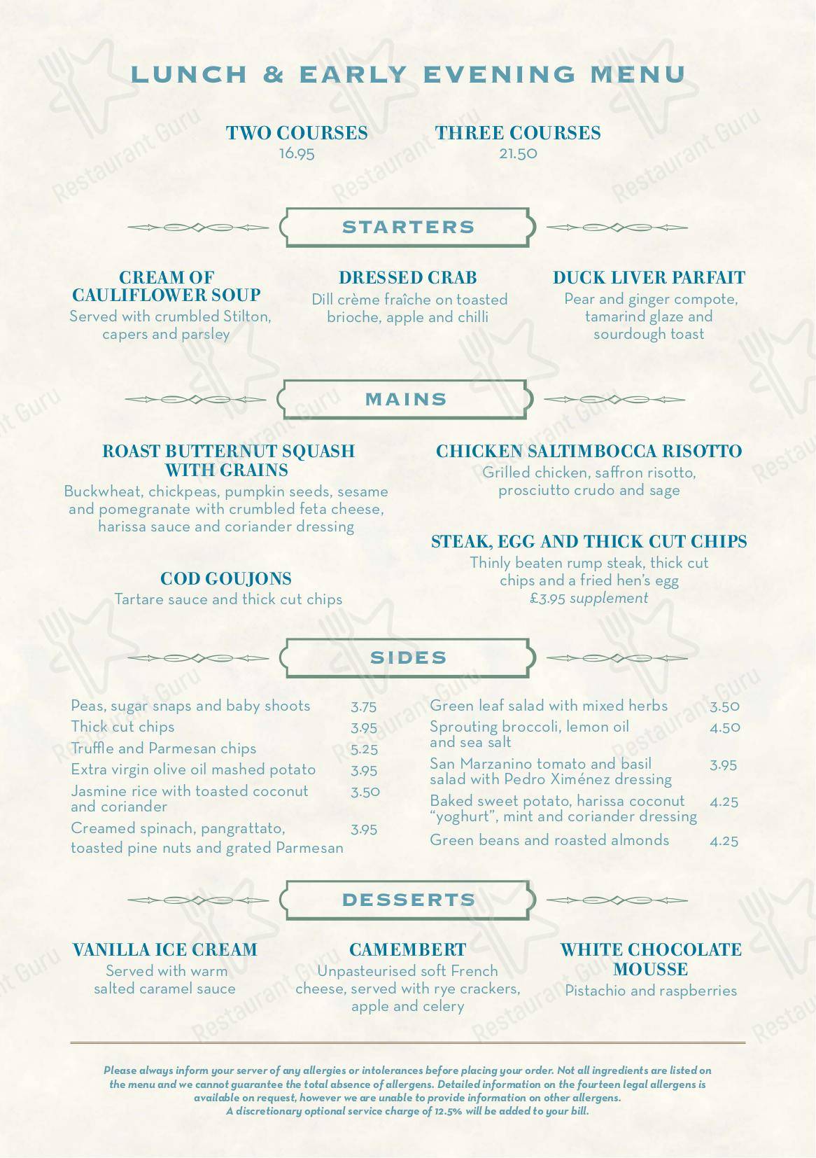 Menu at The Ivy Buchanan Street, Glasgow restaurant, Glasgow, 106 ...