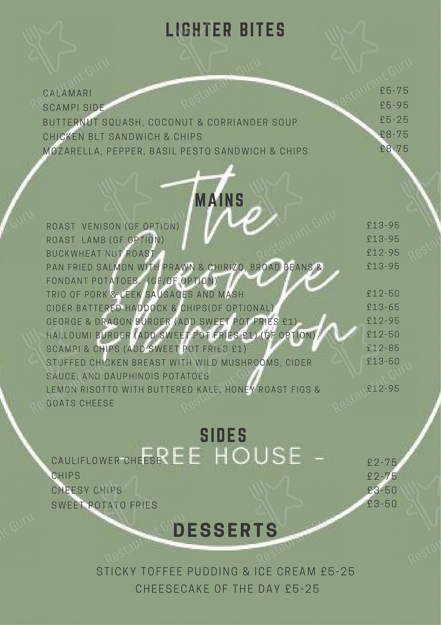Menu at The George & Dragon pub & bar, Southwater