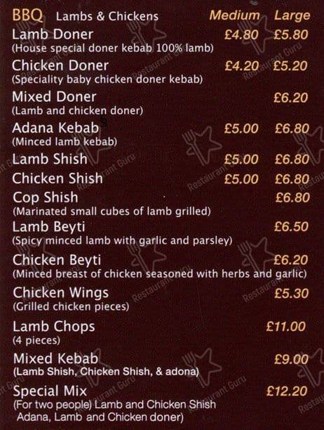 Menu at Fez Mangal Ladbroke Grove restaurant, London