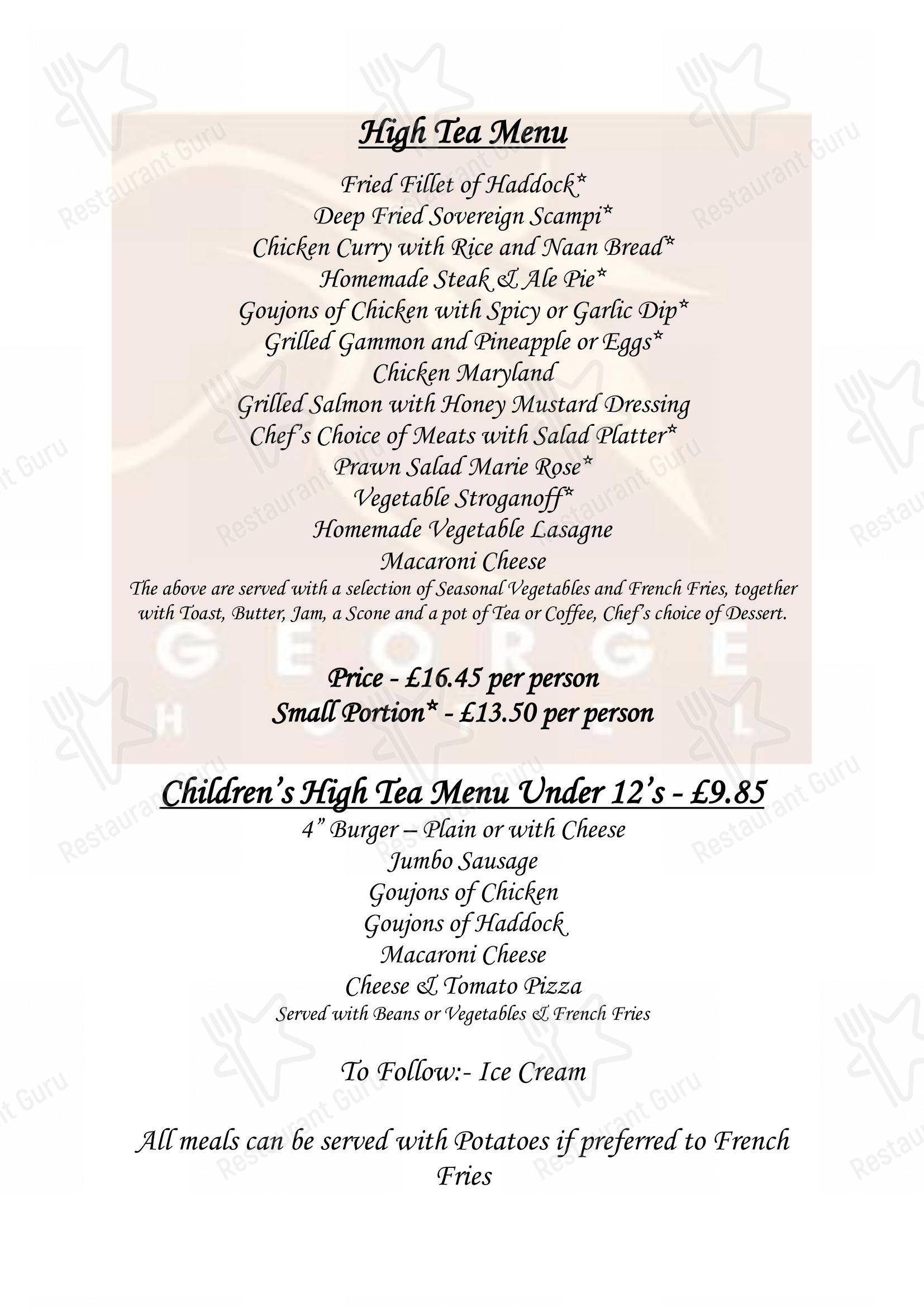 Menu at The George Hotel restaurant, Montrose