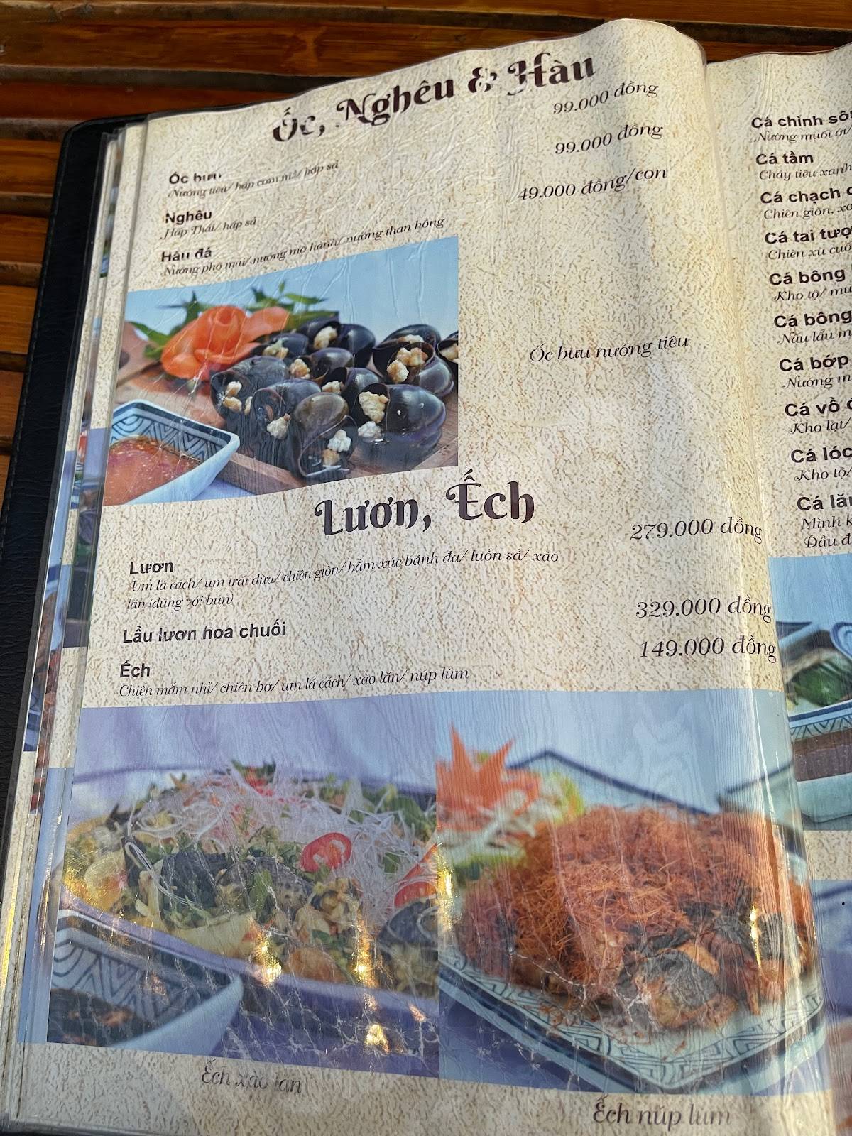 Menu at Nhà Hàng Lúa Nếp Bến Tre restaurant, Ben Tre