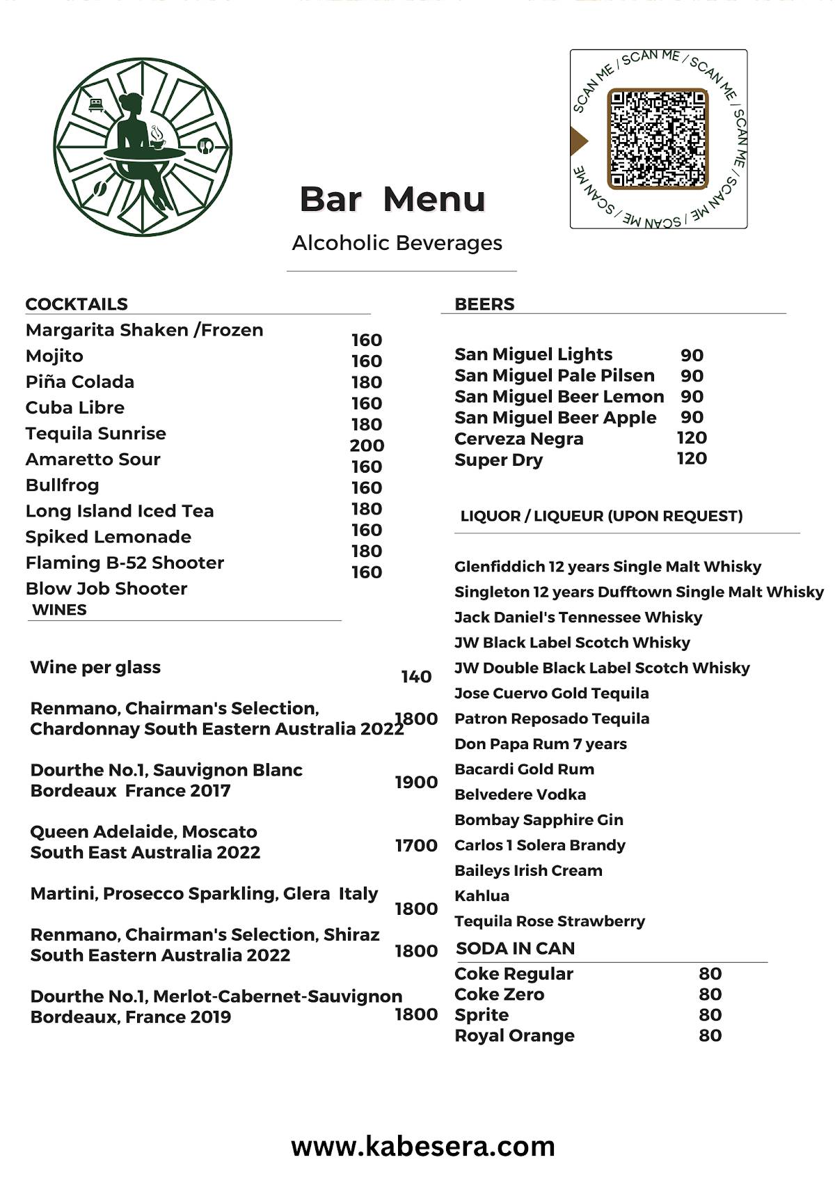 Menu at Kabesera Café pub & bar, Angono