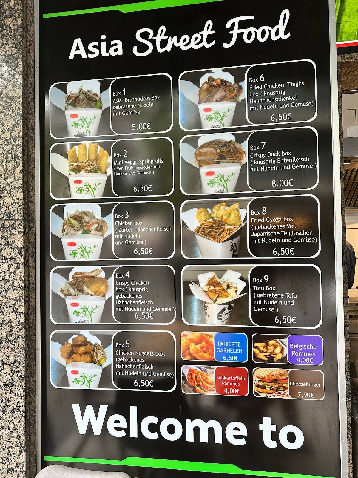 Menu at Asia Street Food & Snack‘s restaurant, Cologne