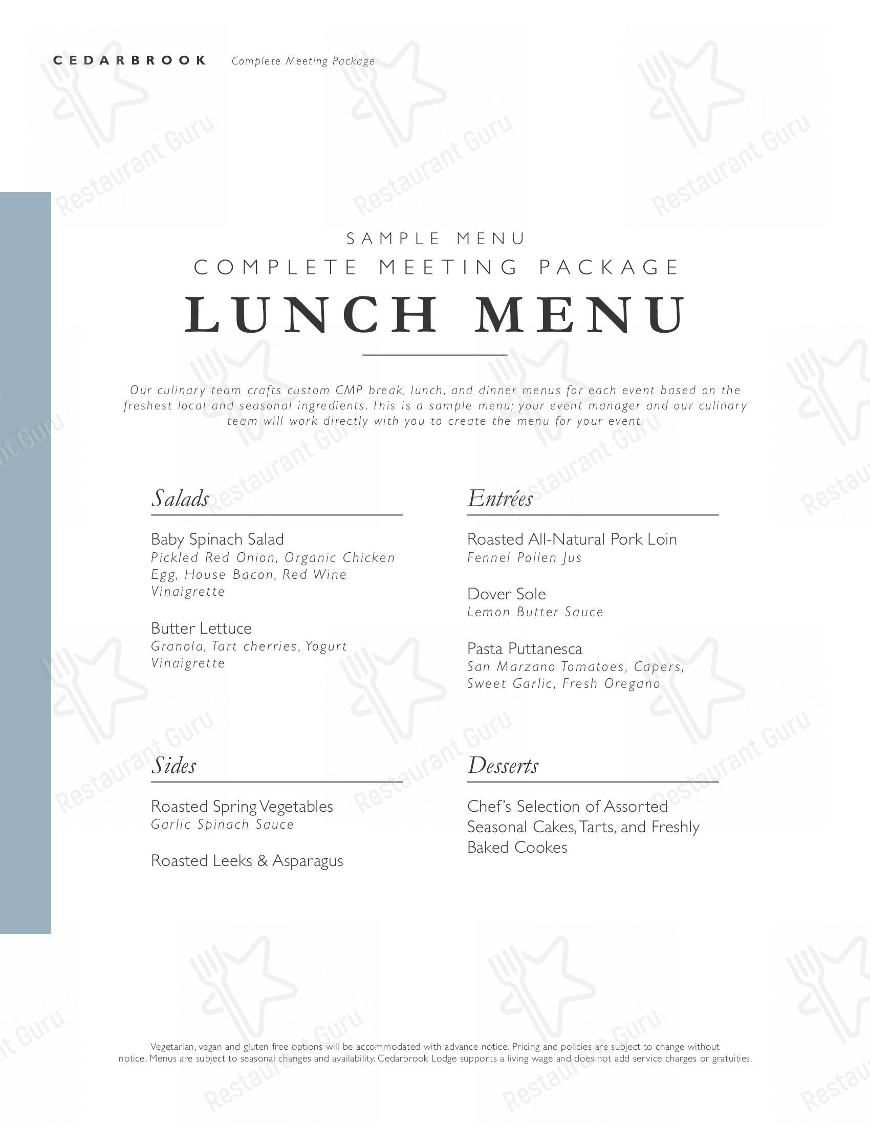Menu at Copperleaf Restaurant & Bar, SeaTac