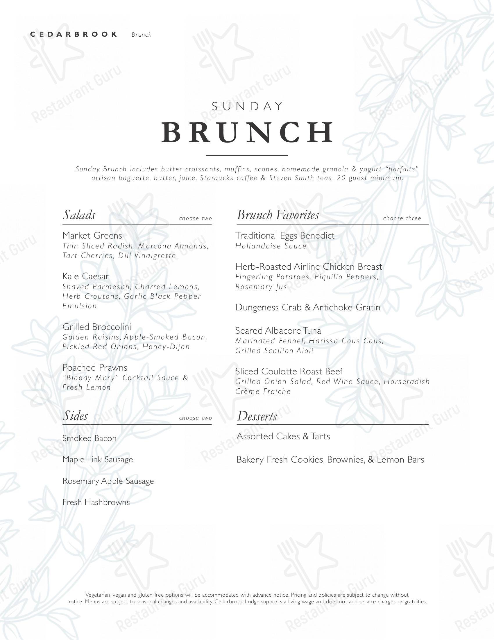 Menu at Copperleaf Restaurant & Bar, SeaTac