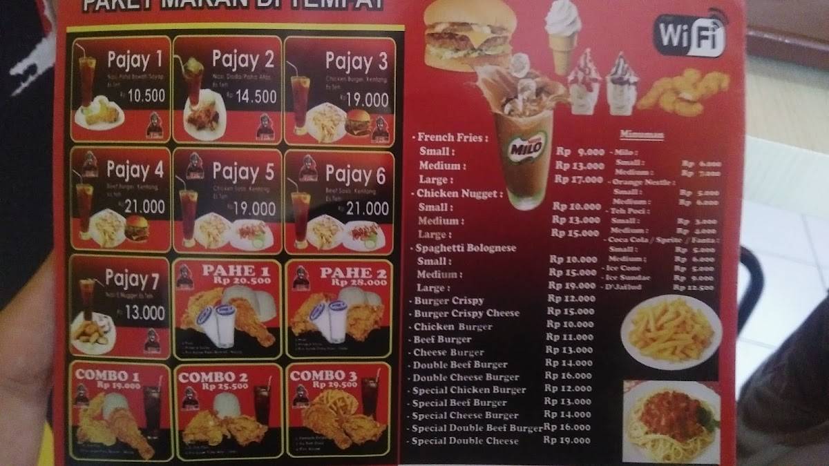 Carta del restaurante JFC, Indonesia, F7XC+PX6