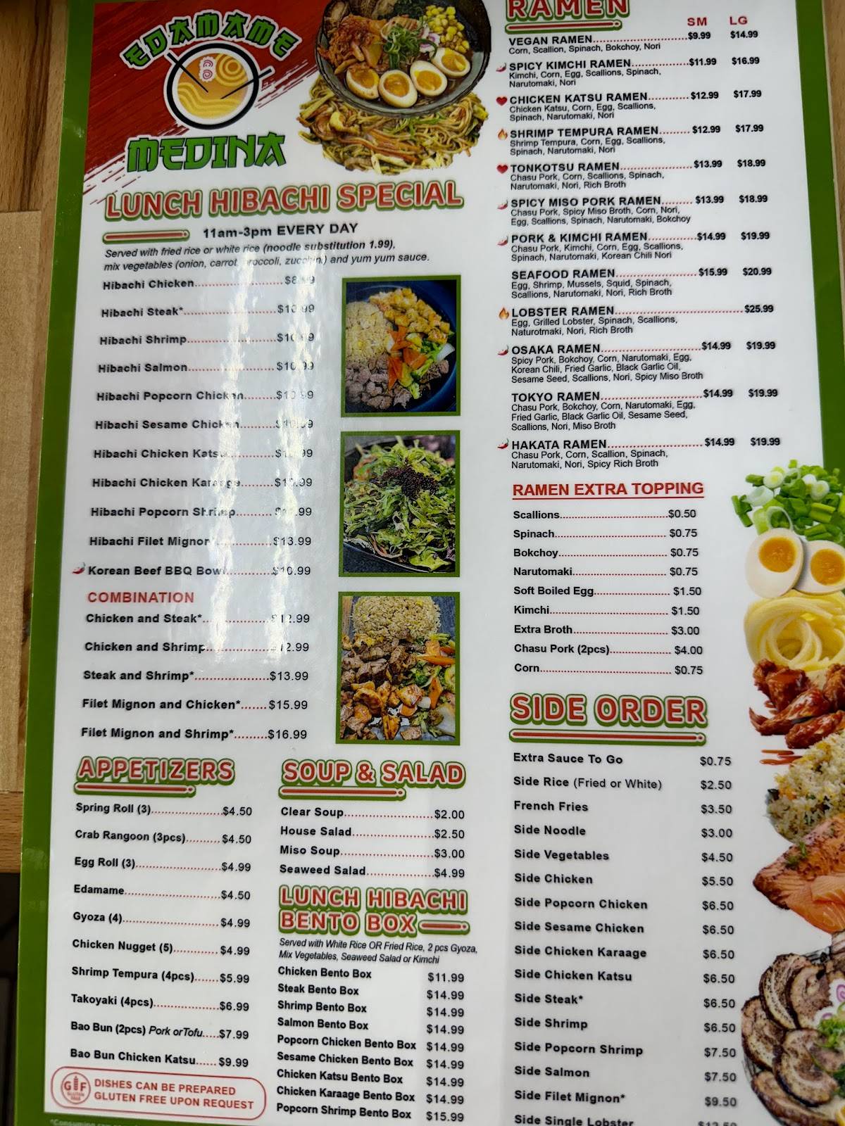 Menu at Edamame Ramen Grill & Boba restaurant, Medina