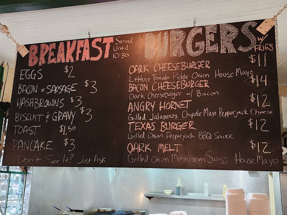 Menu at Oark General Store restaurant, USA, 117 Co Rd 5241