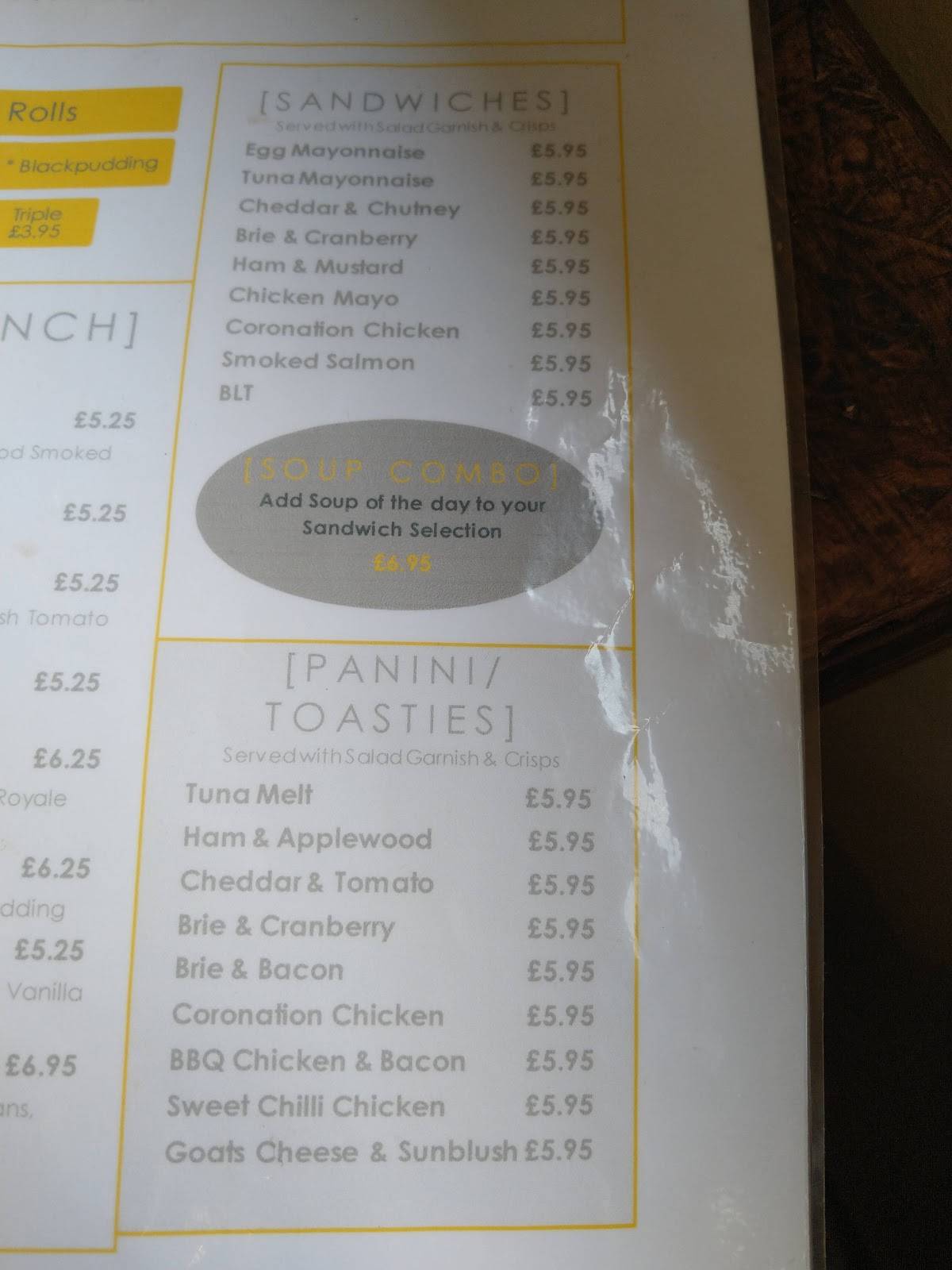 Menu at Powmill Milk Bar LTD, England, Rumbling Bridge