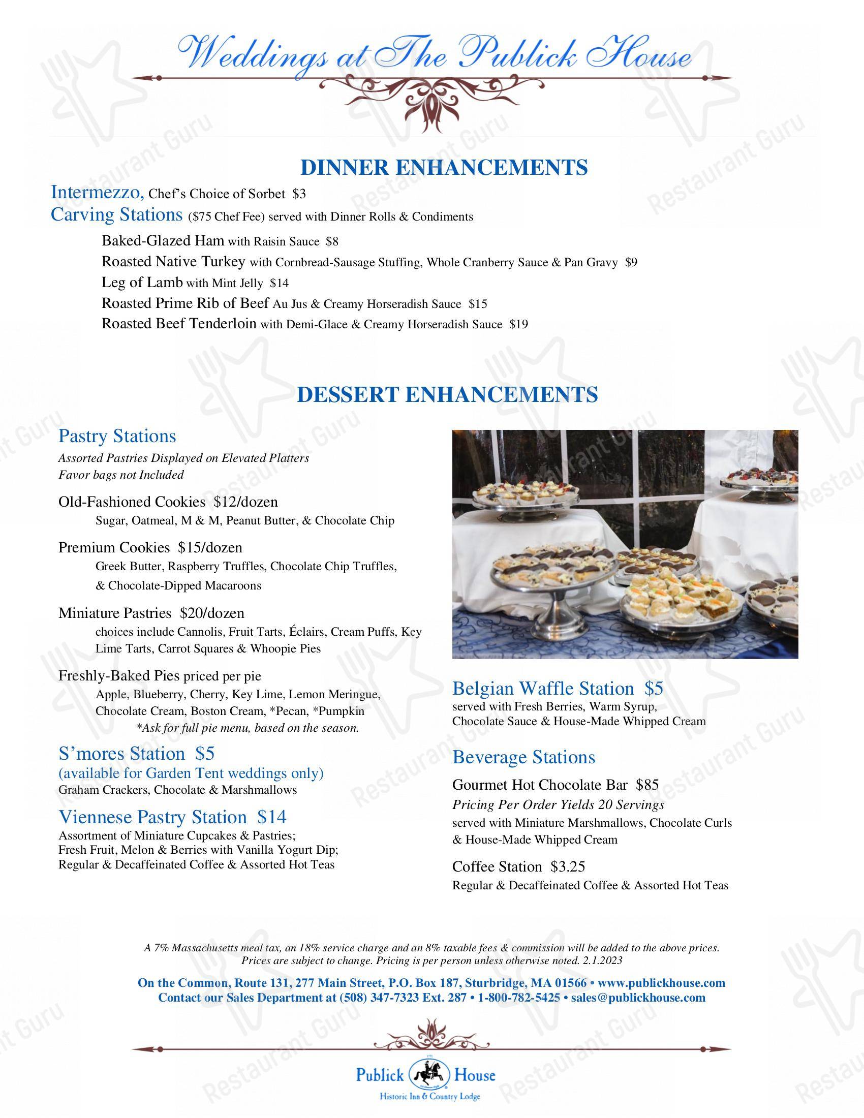 Menu at Publick House Historic Inn, Sturbridge