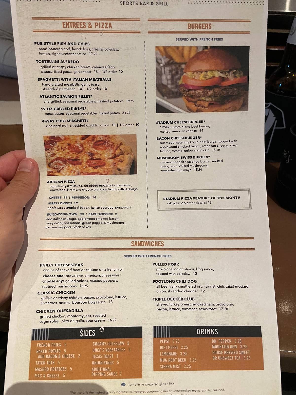 Menu at STADIUM Sports Bar & Grill, USA, 777 Belterra Dr