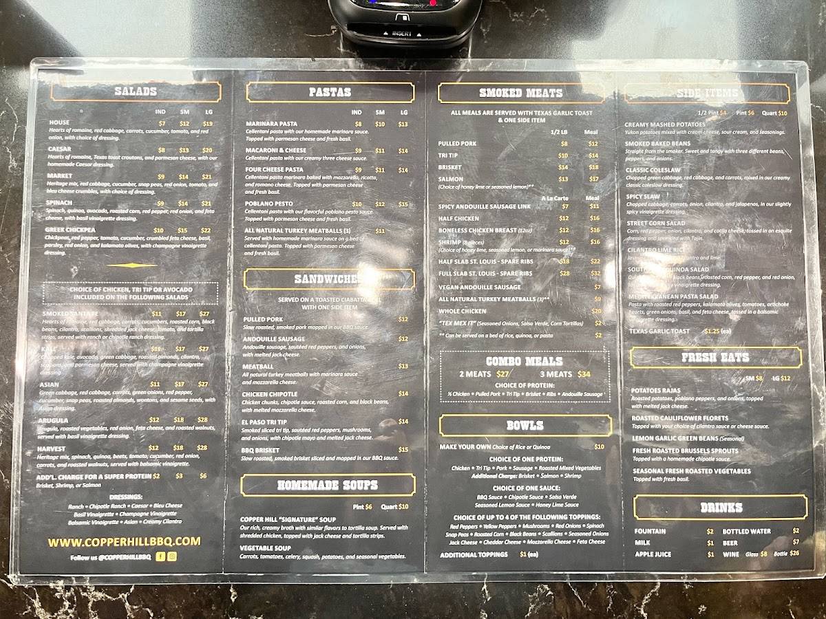 Menu at Copper Hill BBQ, Santa Clarita