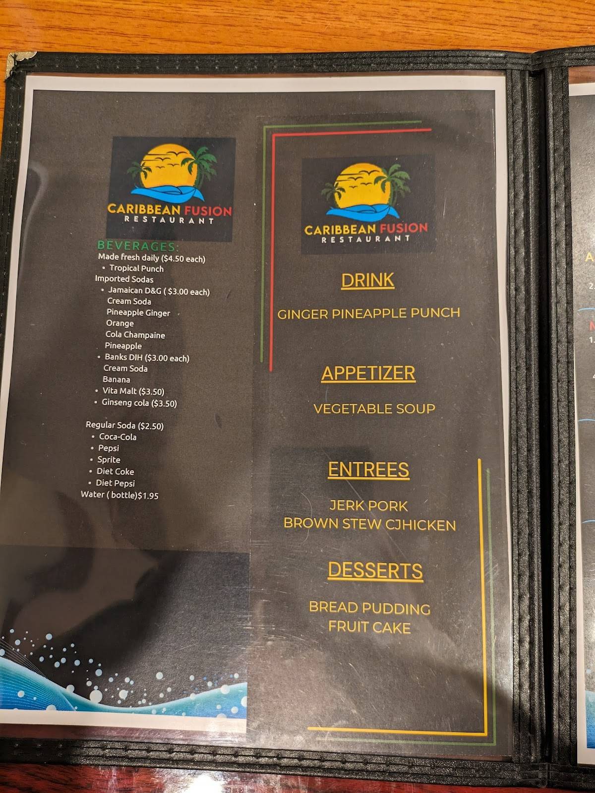 Menu at Caribbean Fusion Restaurant and Grocery, Simpsonville