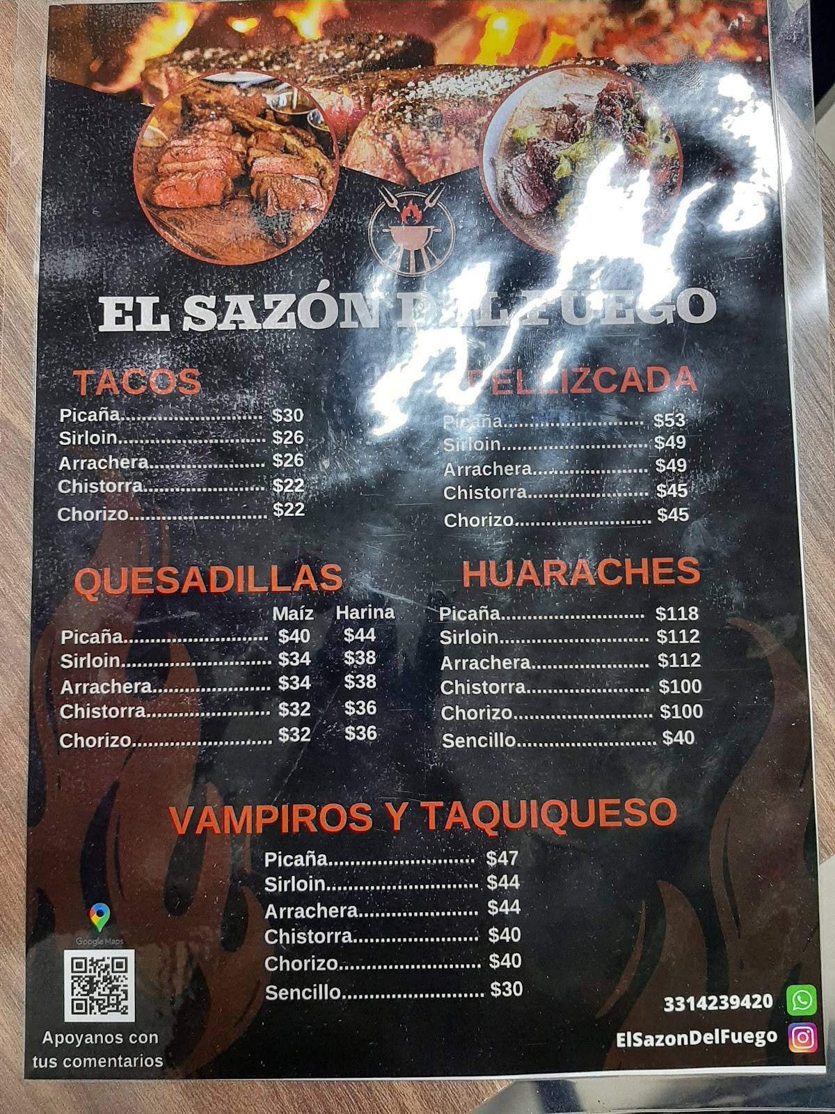 Menu at , Zapopan