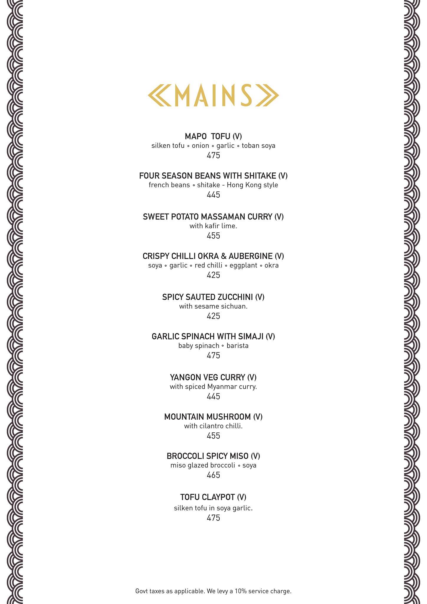 Menu at 12 Union Park, Mumbai
