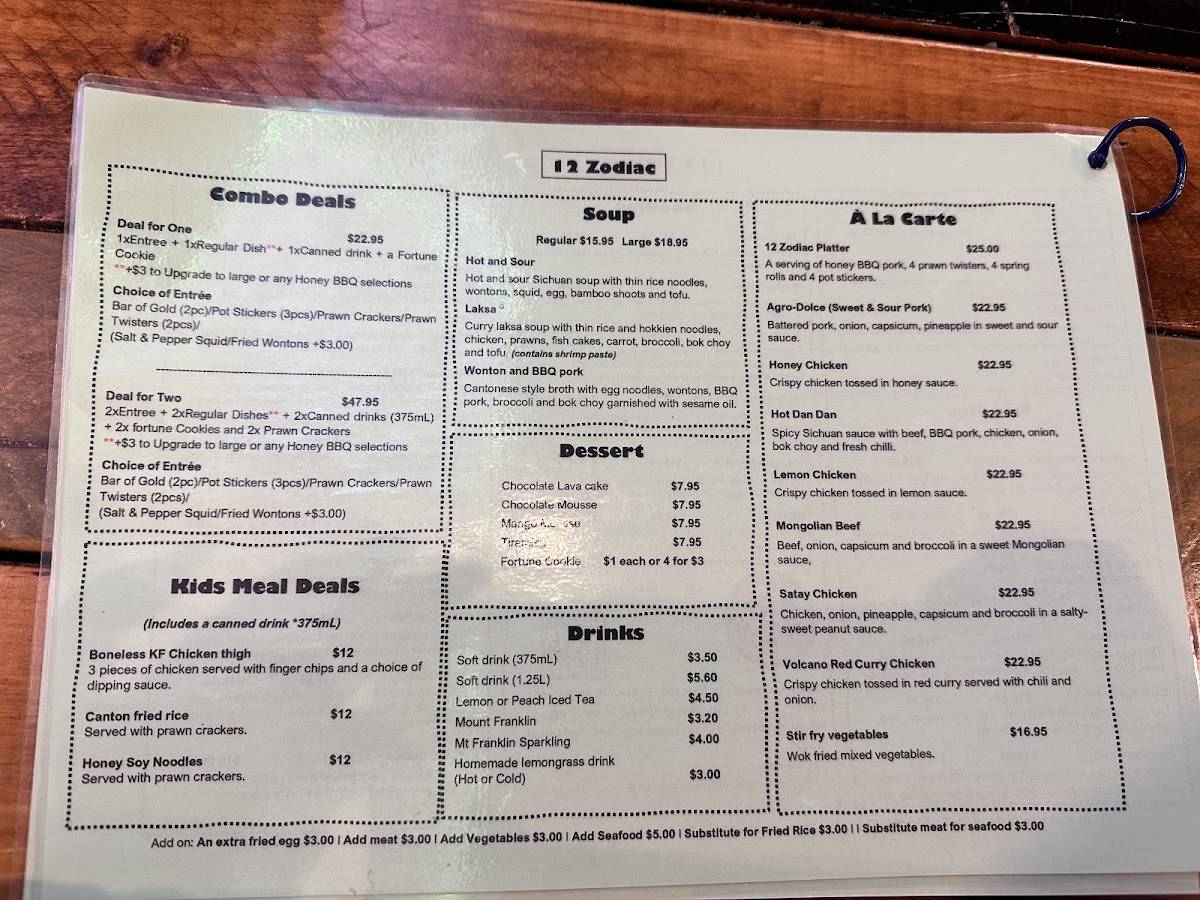 Menu at 12 Zodiac & Seasons of Peace (Korean Fried Chicken) restaurant ...