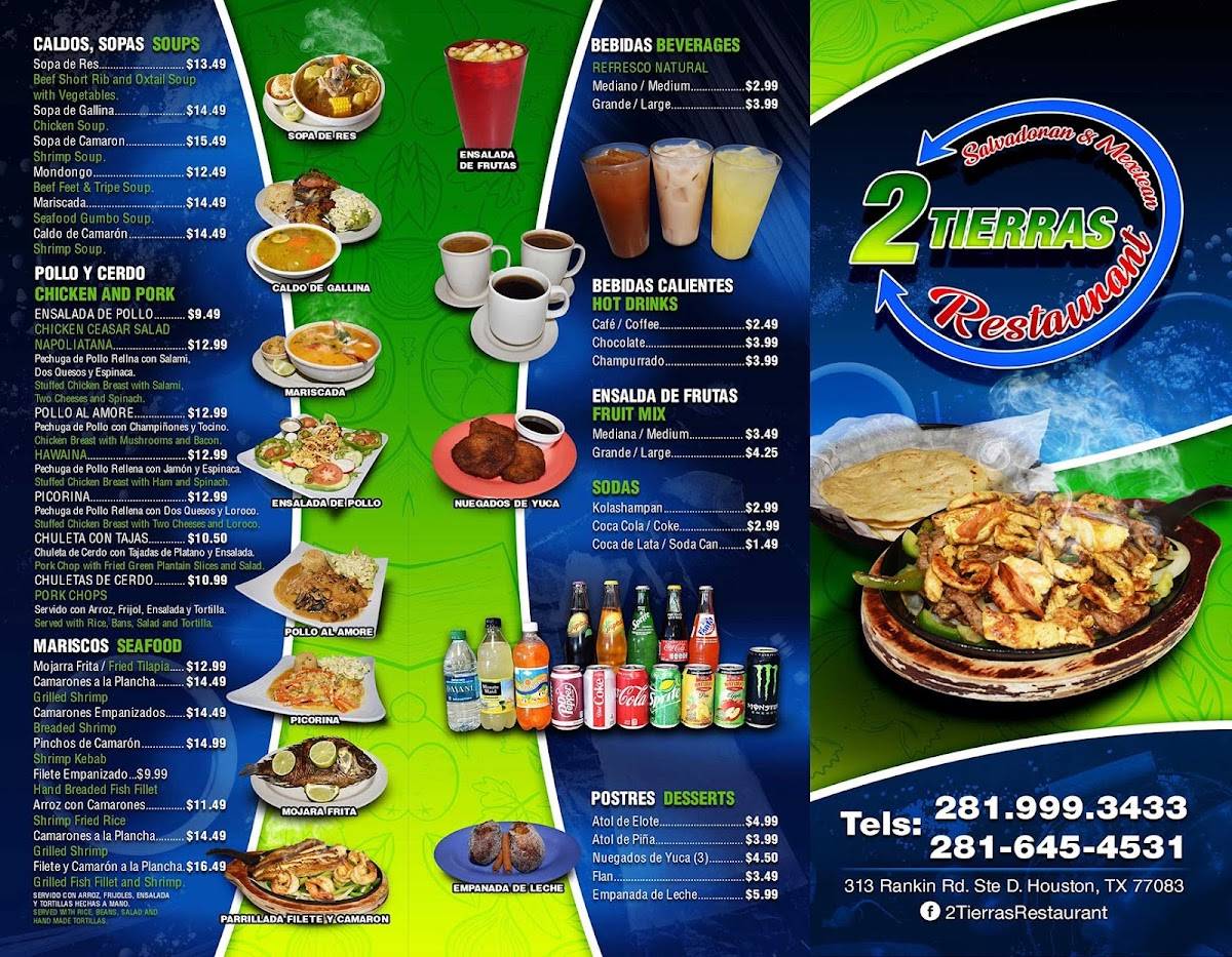 Menu at 2 Tierras restaurant, Houston